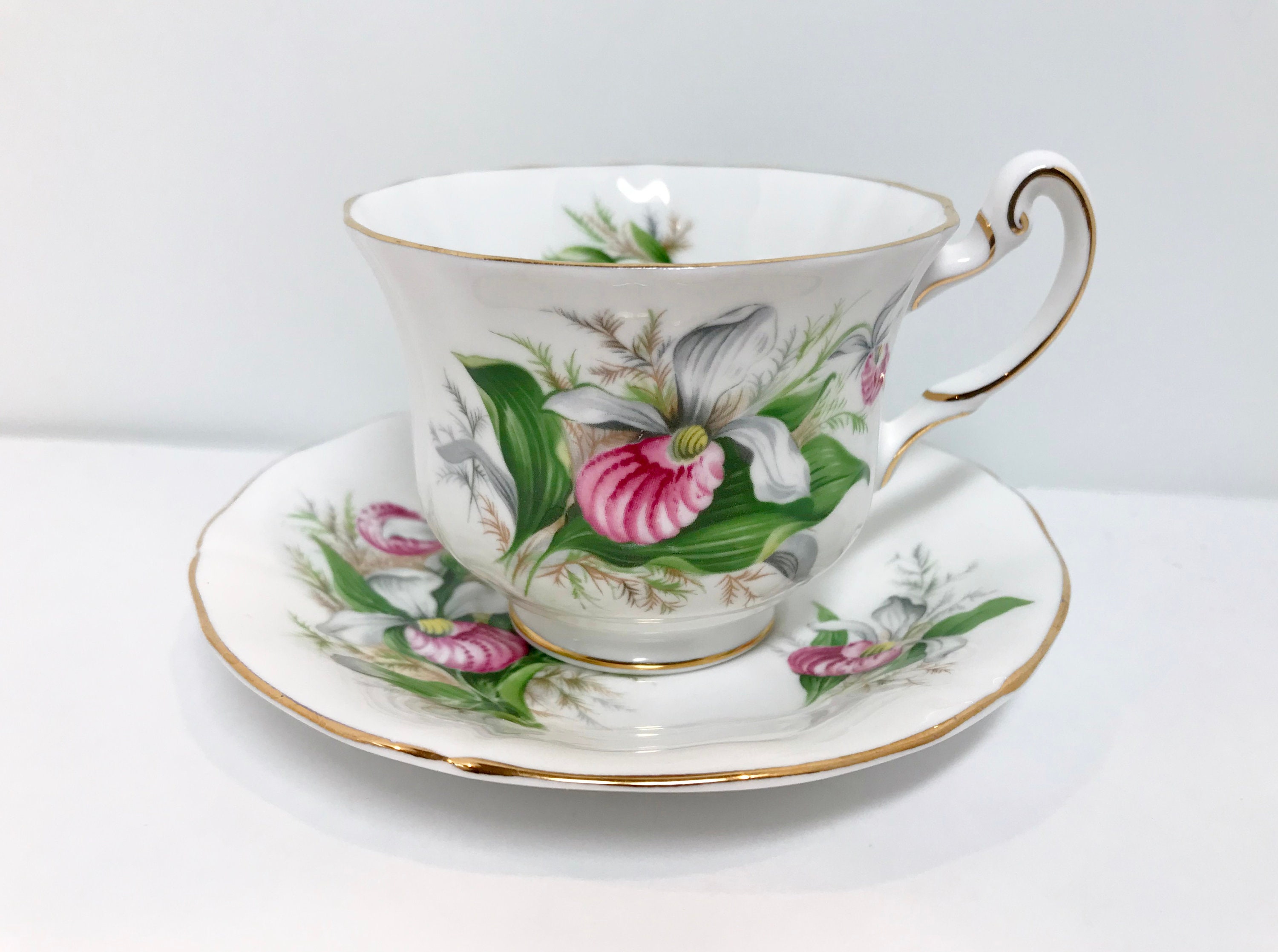 Orchid Teacup, Royal Adderley Teacup and Saucer, Lady Slipper Teacup ...