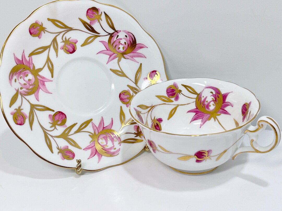 Hand Painted Foley Teacup and Saucer, Floral Teacup, Pink Flower Teacup ...