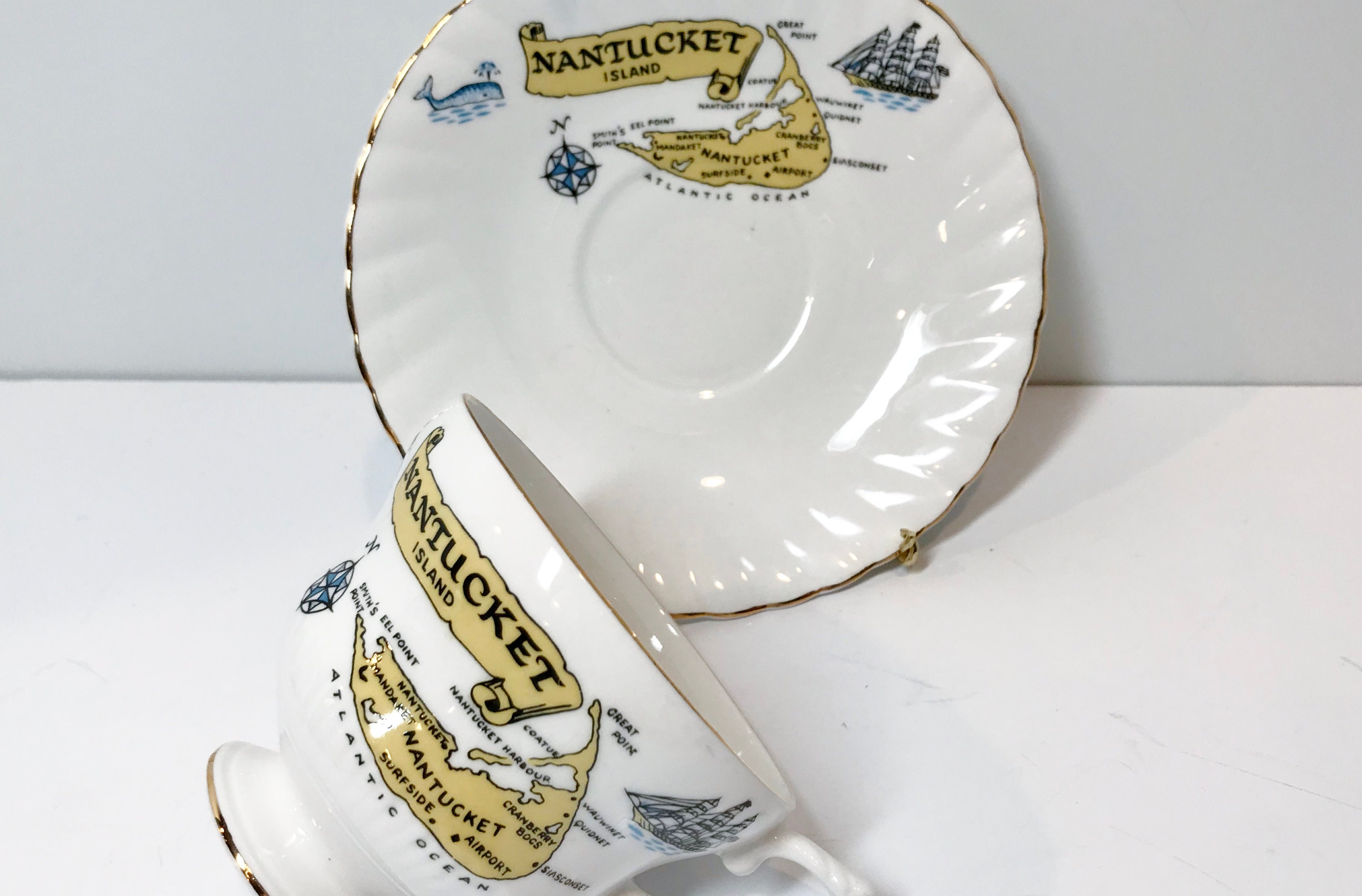 Nantucket Tea Cup and Saucer, Nantucket Cup, Enco National Teacup and ...