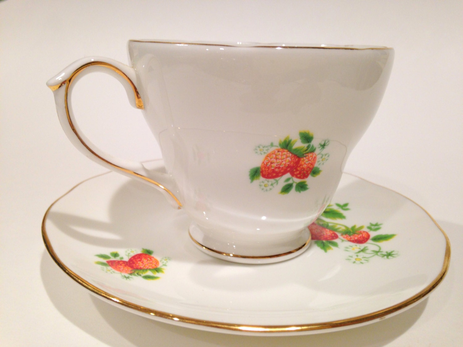 Duchess Tea Cup and Saucer, Strawberry Bone China Cup, English Tea Cups ...