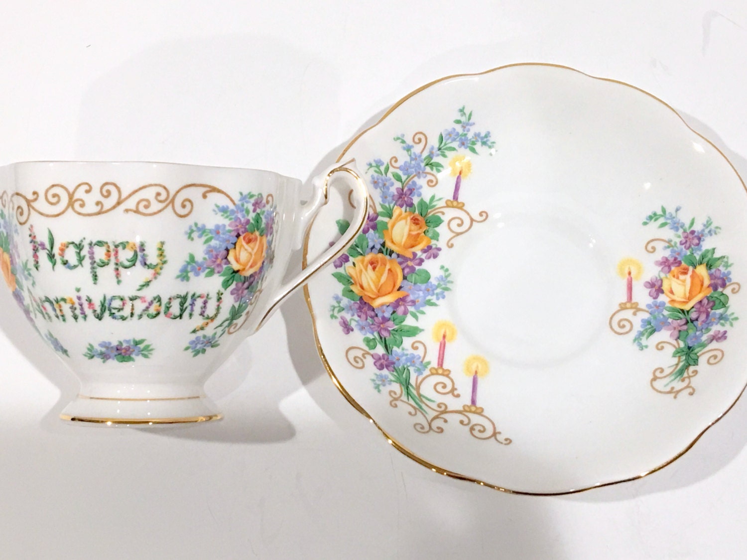 Wedding Anniversary Tea Cup and Saucer, Anniversary Cup, Princess Anne ...