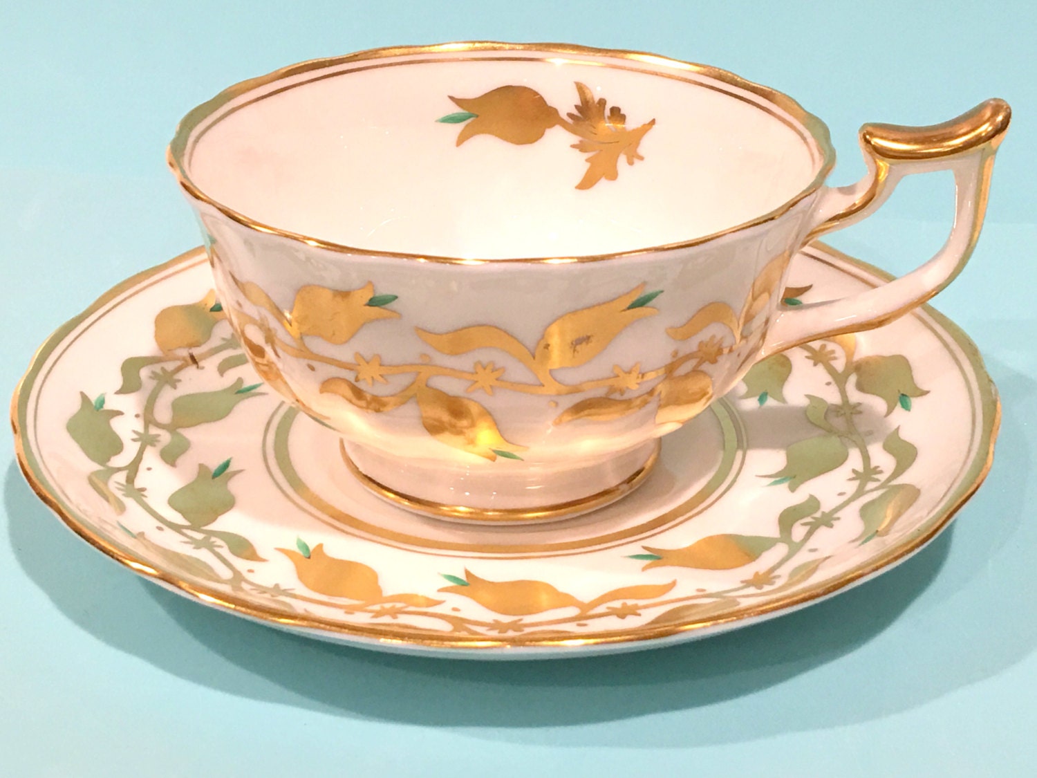 Royal Chelsea Tea Cup and Saucer, English Teacups, Gold White Tea Cups ...