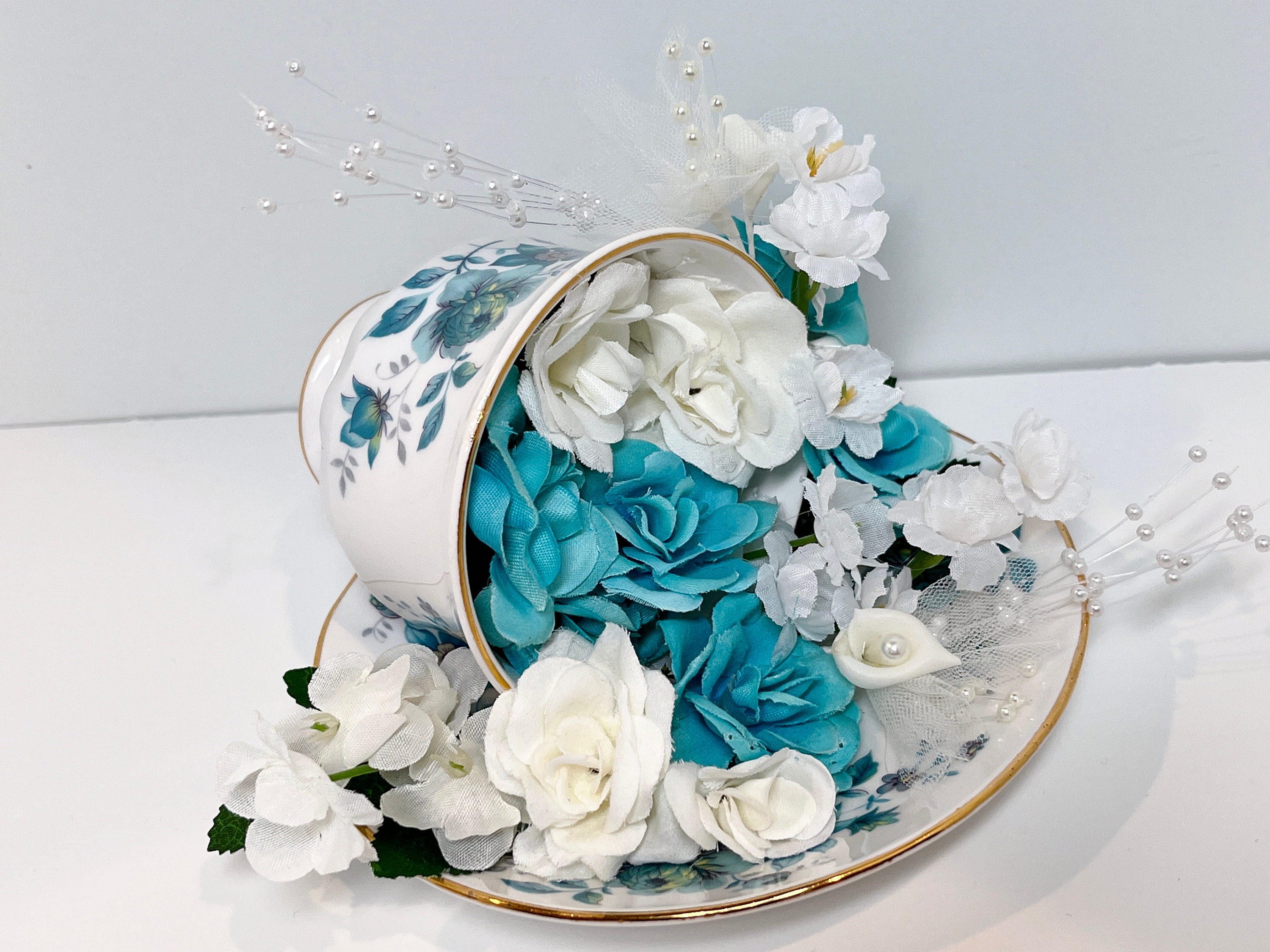 Teacup Centerpiece, Teacup Garden, Aqua Centerpiece, Table Centerpiece ...
