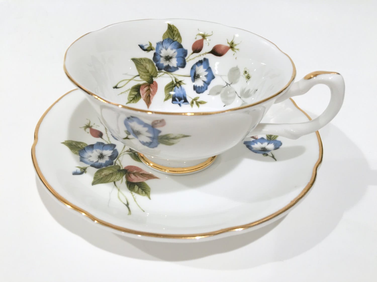 Picturesque Royal Grafton Tea Cup and Saucer, Tea Set, Blue Brown Cups ...