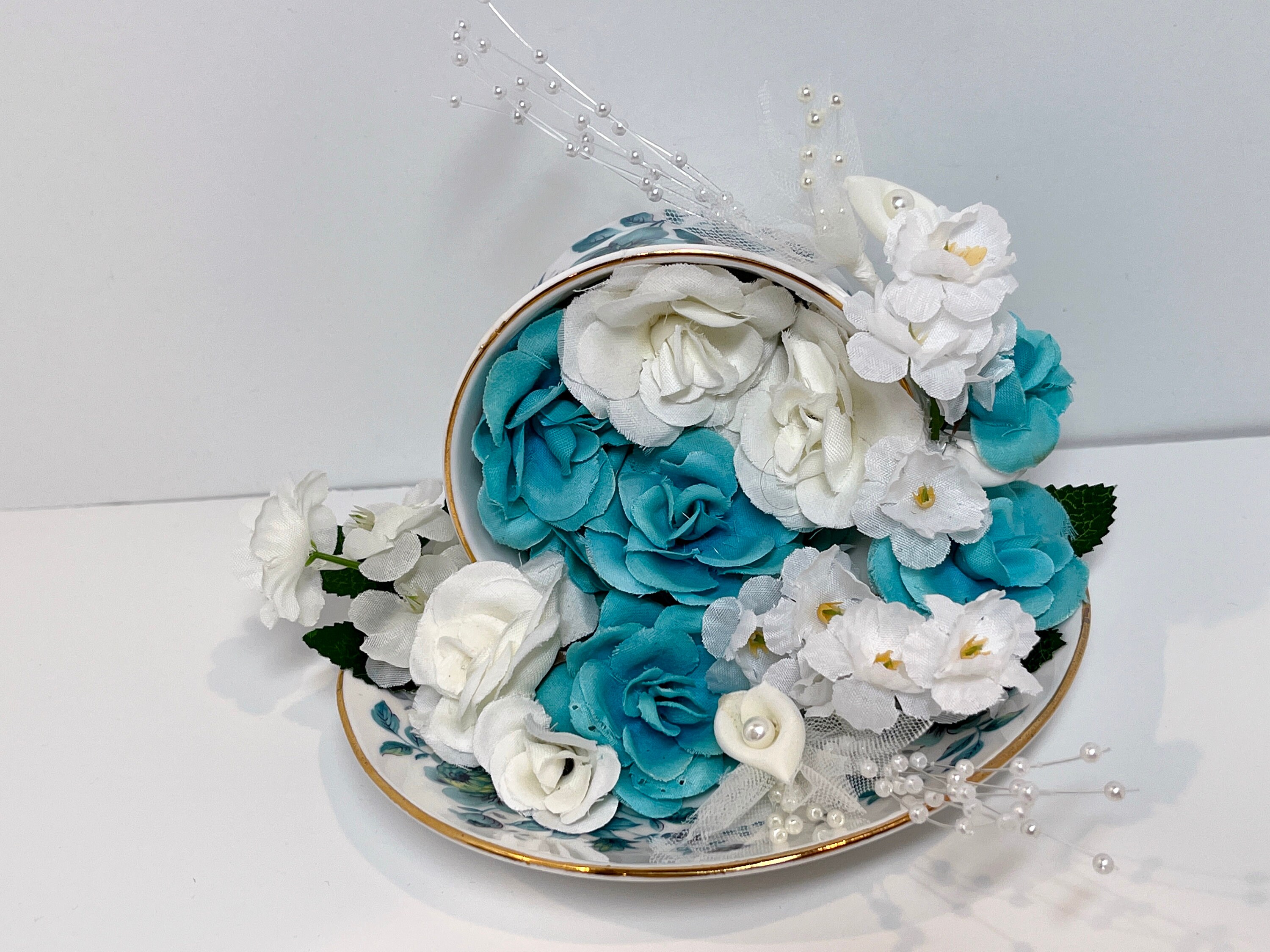 Teacup Centerpiece, Teacup Garden, Aqua Centerpiece, Table Centerpiece ...