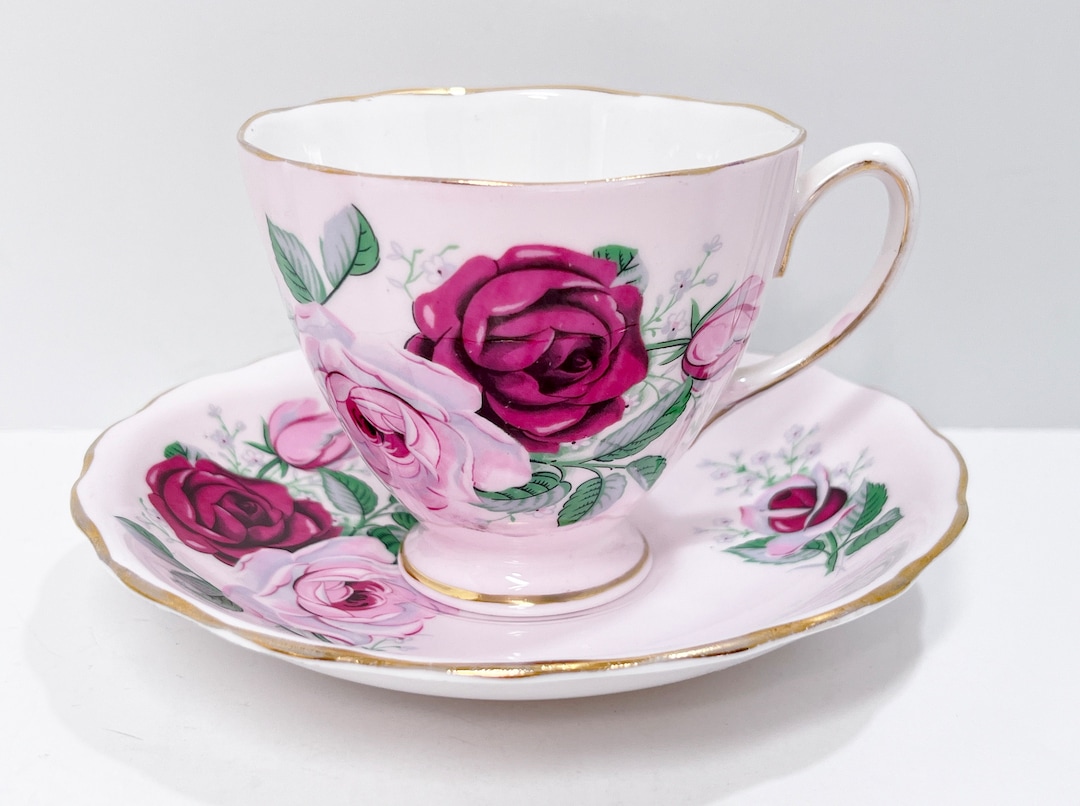 Pink Rose Colclough Tea Cup and Saucer , Rose Tea Cups , English Bone ...