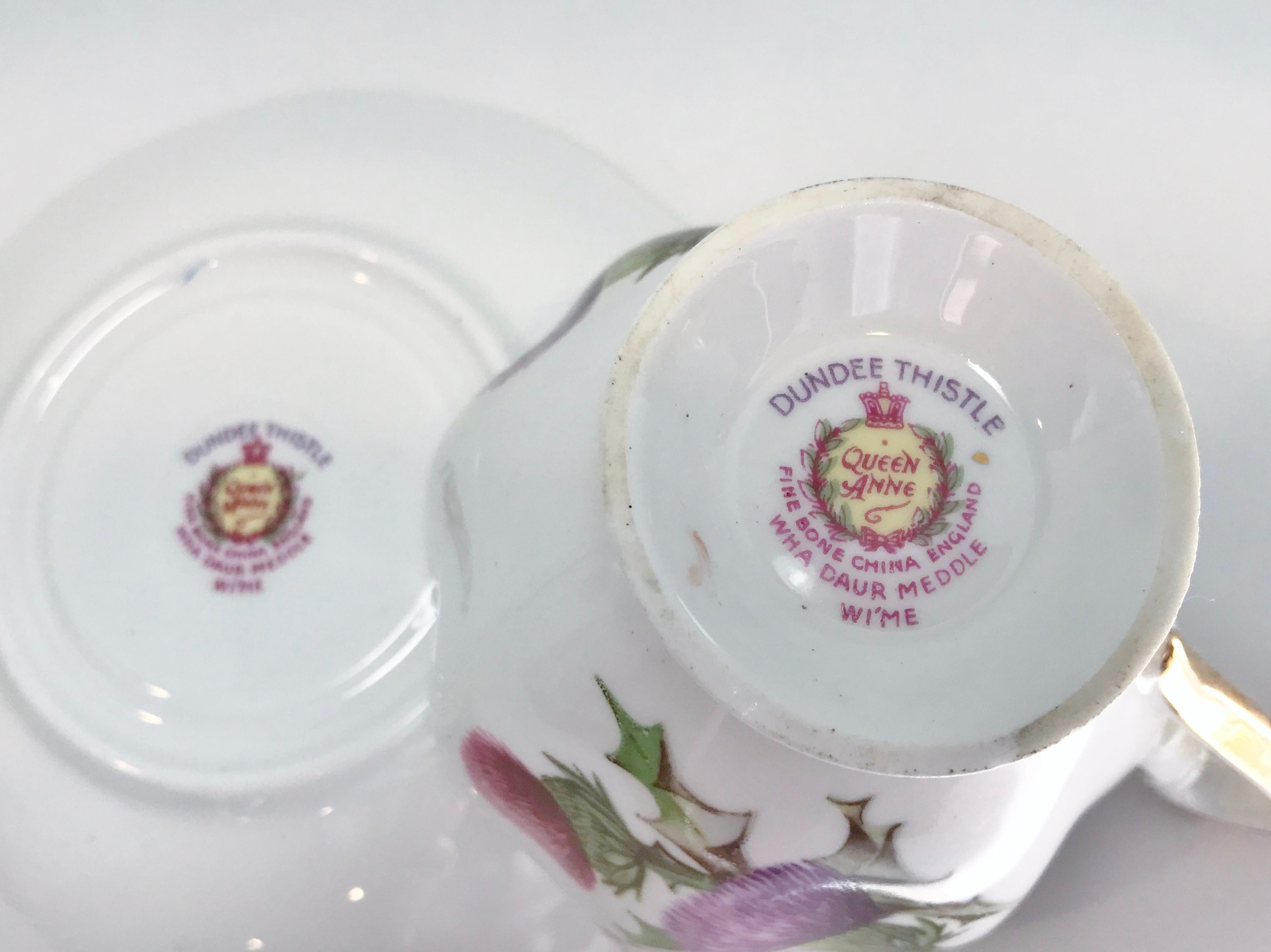 Dundee Thistle Tea Cup and Saucer, Queen Anne Teacup, Scottish Teacups ...