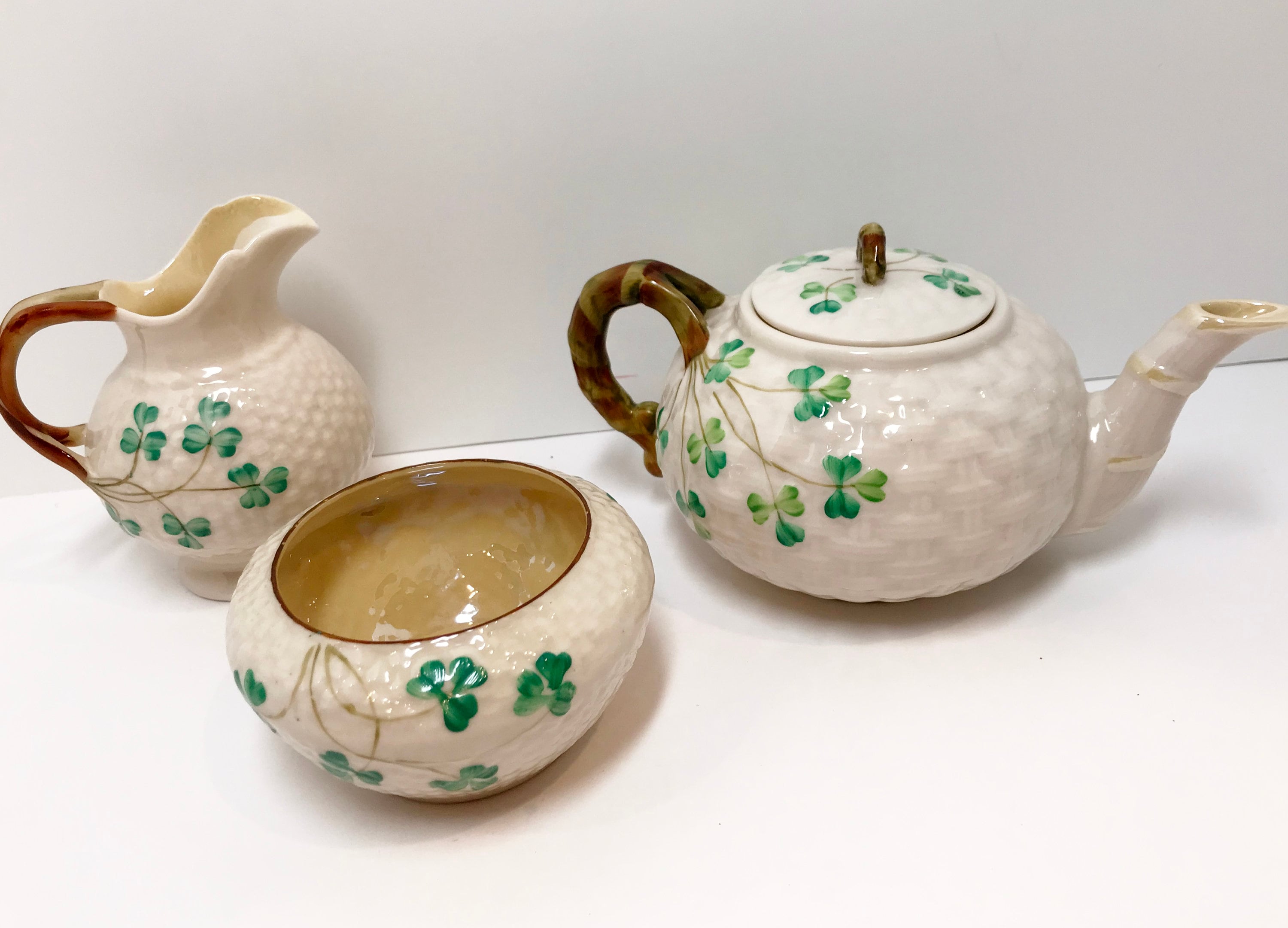 RARE One Person Shamrock Belleek Teapot, Belleek Tea Set, Irish Teapot ...