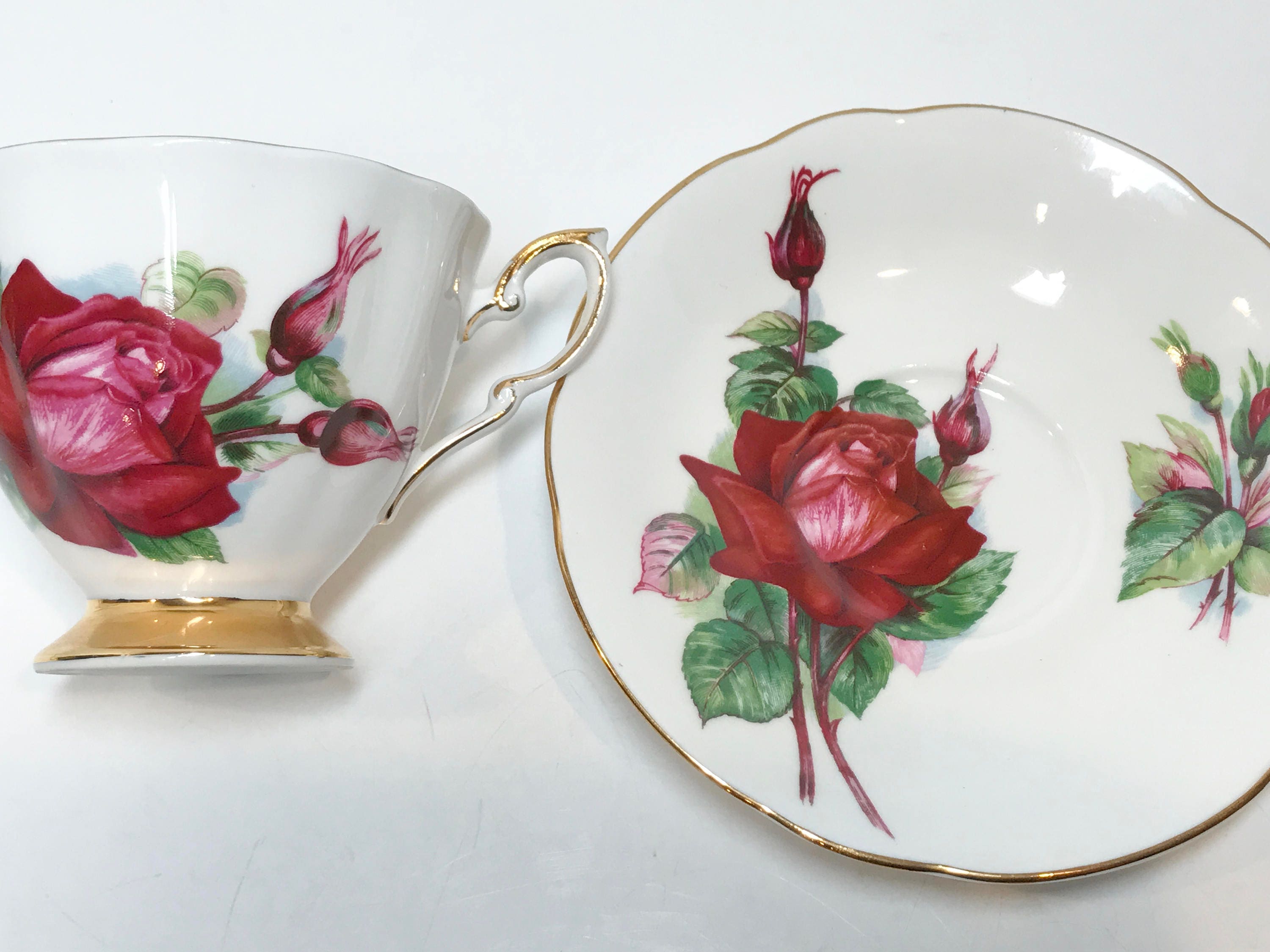Paragon Grand Gala Rose Bone China Tea Cup and Saucer, Harry Wheatcroft ...