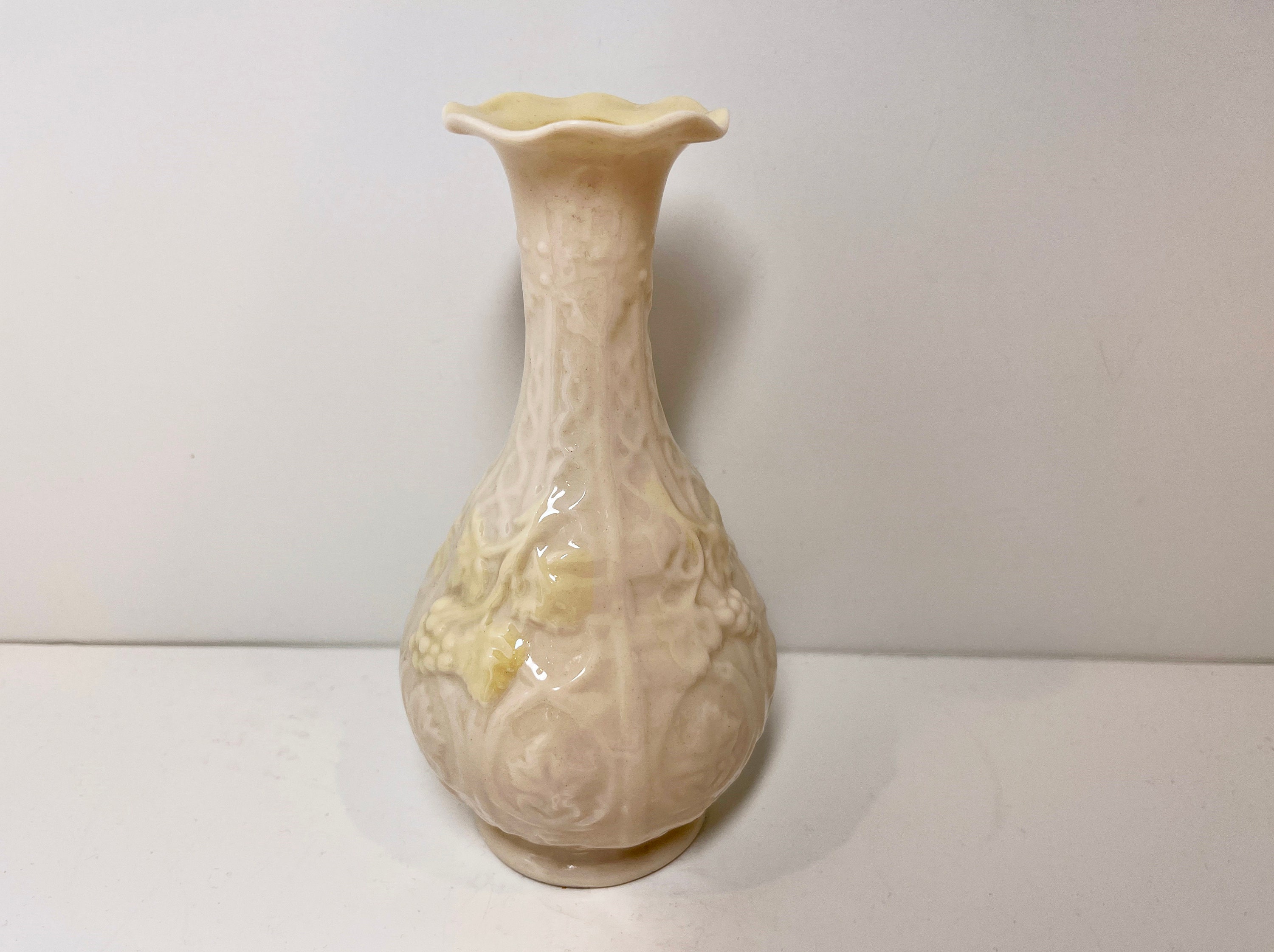 Reserved for SR, Belleek Vase, Belleek Green Mark, Belleek Yellow Beige ...