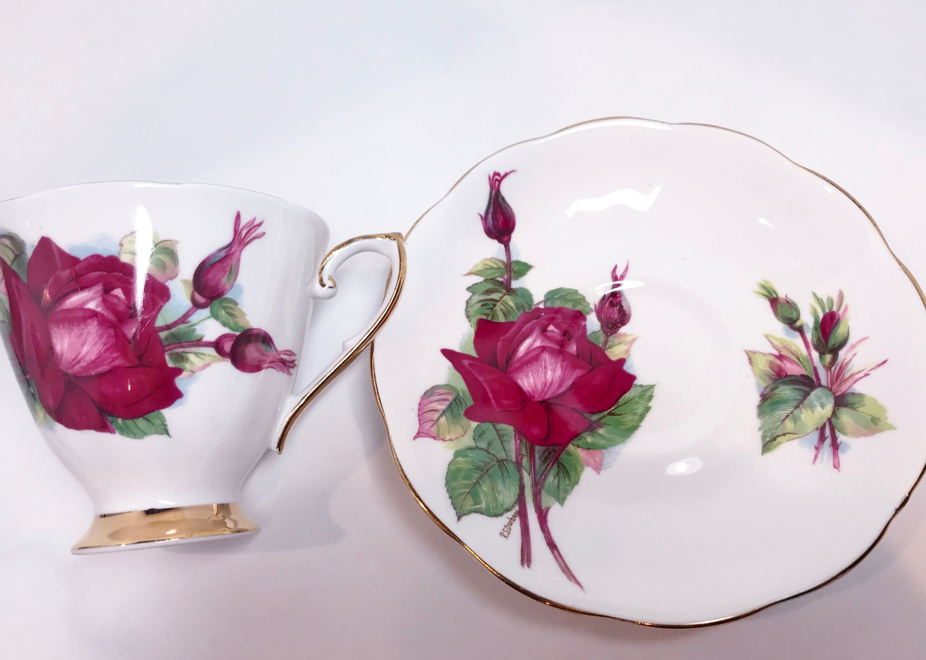 Roslyn Grand Gala Rose Tea Cup and Saucer, Harry Wheatcroft Roses ...