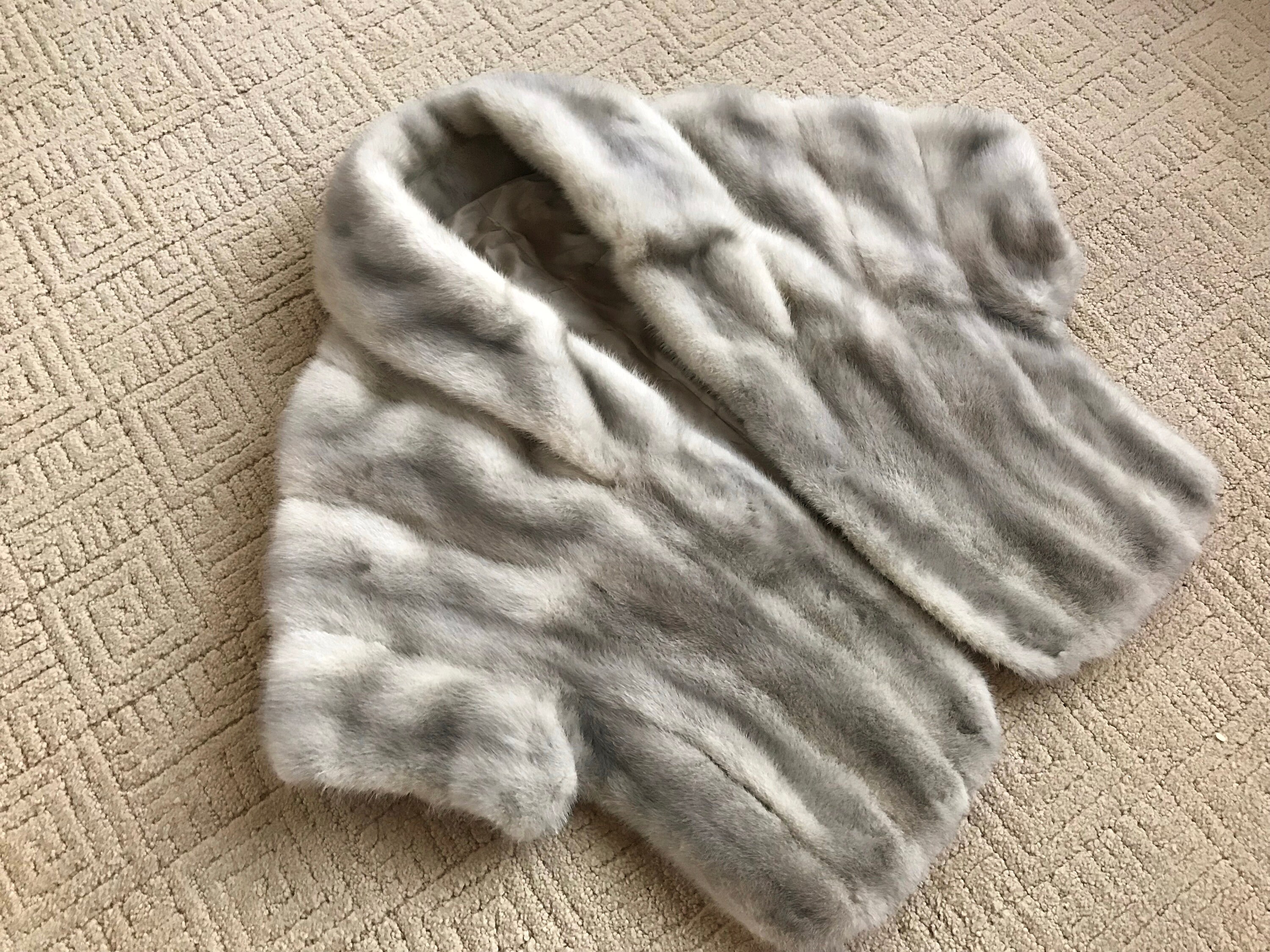 Silver Mink Stole, Natural Gray Mink Stole, Real Fur Stole, Winter ...