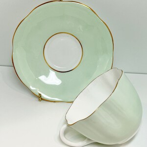 Paneled Clare Tea Cup and Saucer, Antique Tea Cups Vintage, Pale Green ...