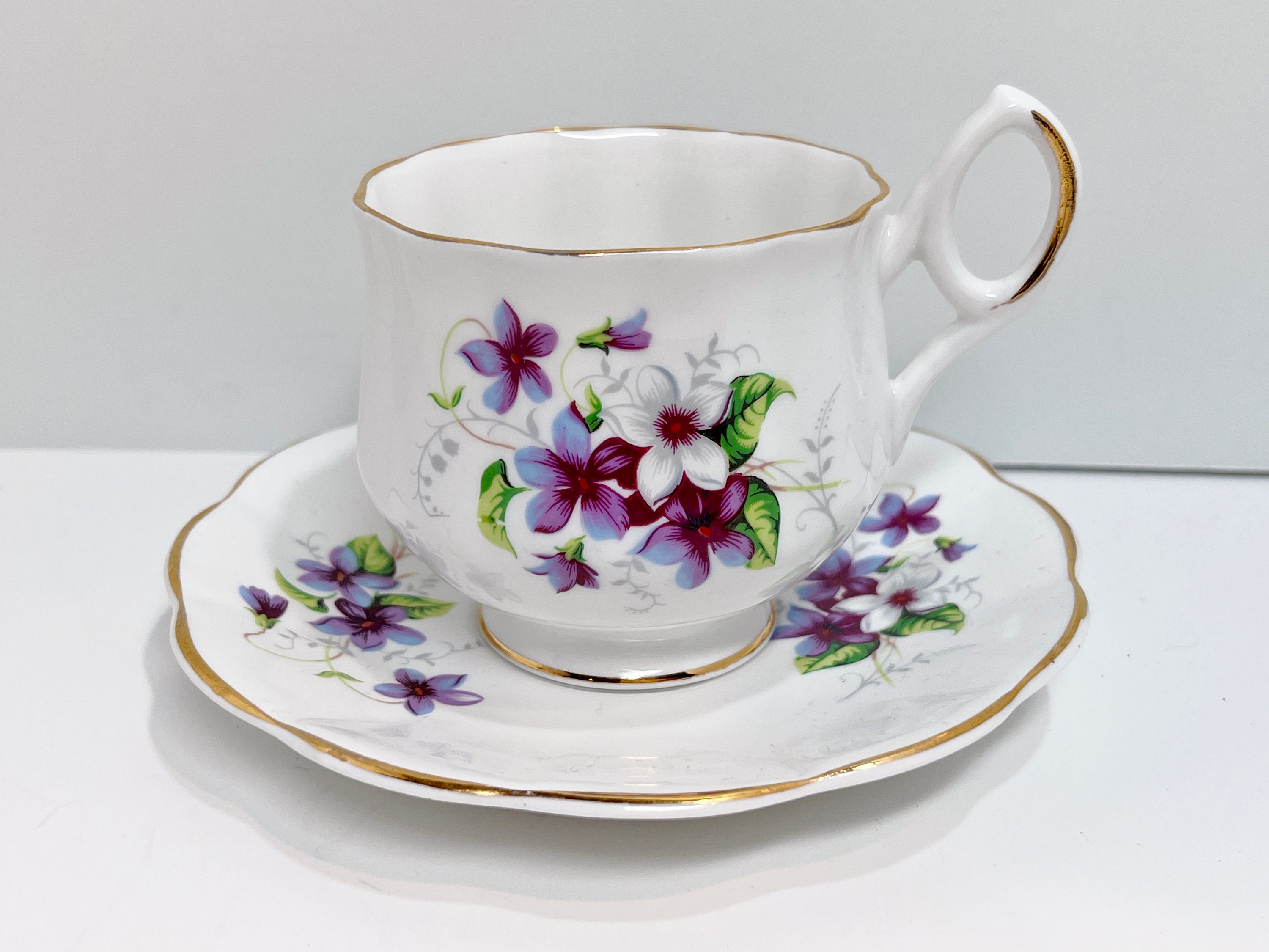 Hand Painted Lefton Tea Cup and Saucer , Pansy Tea Cup , English Bone ...