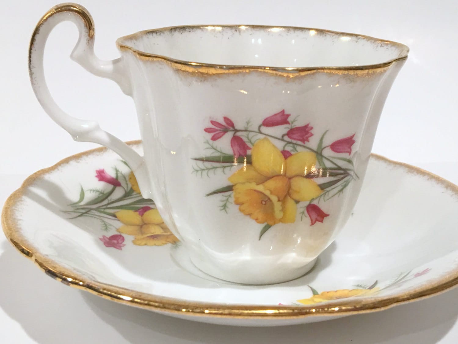 Imperial Tea Cup and Saucer, Yellow Jonquils Daffodils Cup, Antique Tea ...