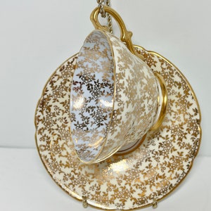 Stanley Tea Cup and Saucer, Gold Tea Cup, Yellow Blue Gold Teacup ...