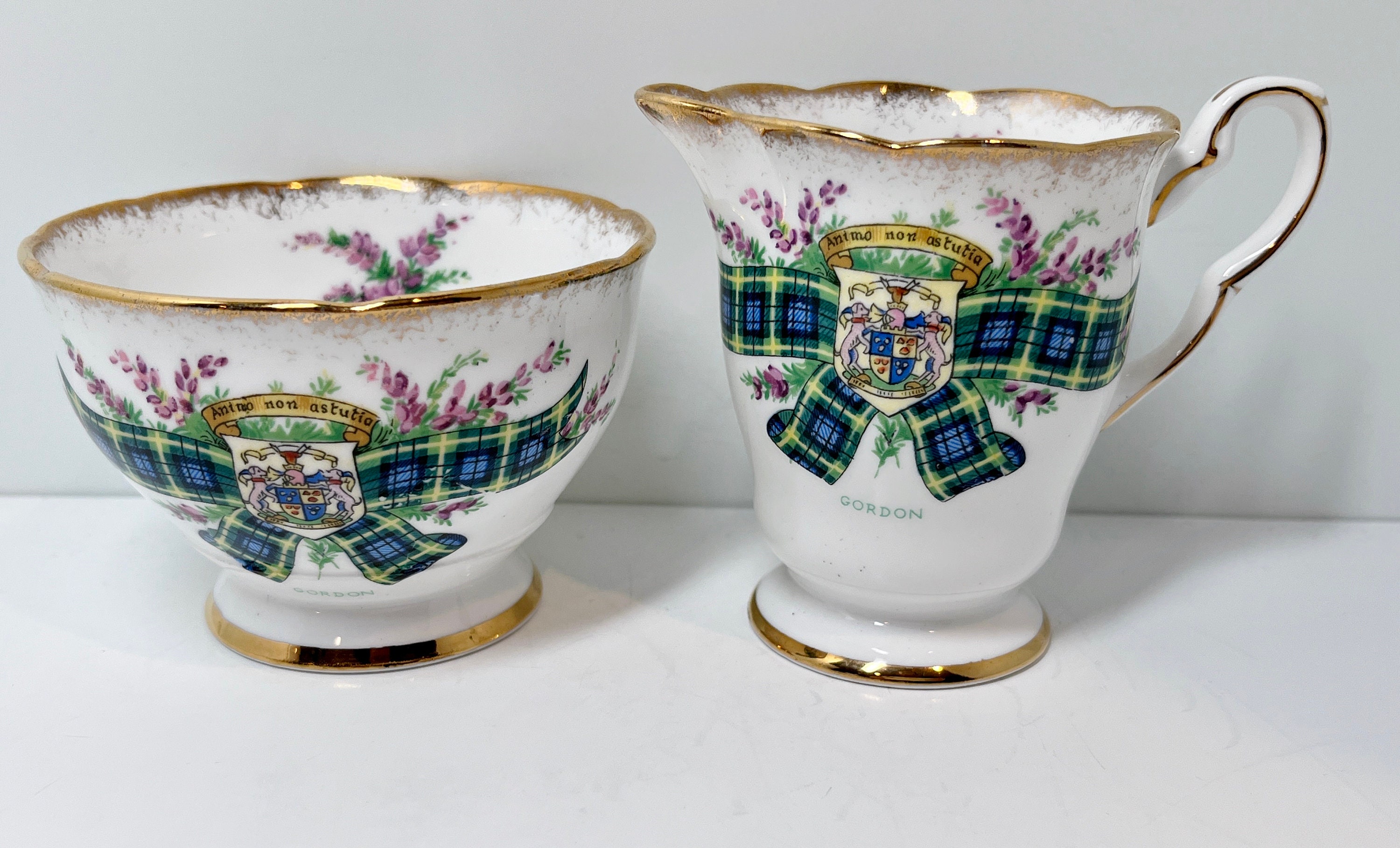 Gordon Clan Creamer and Sugar, Clan Gordon Tartan, Royal Stafford ...