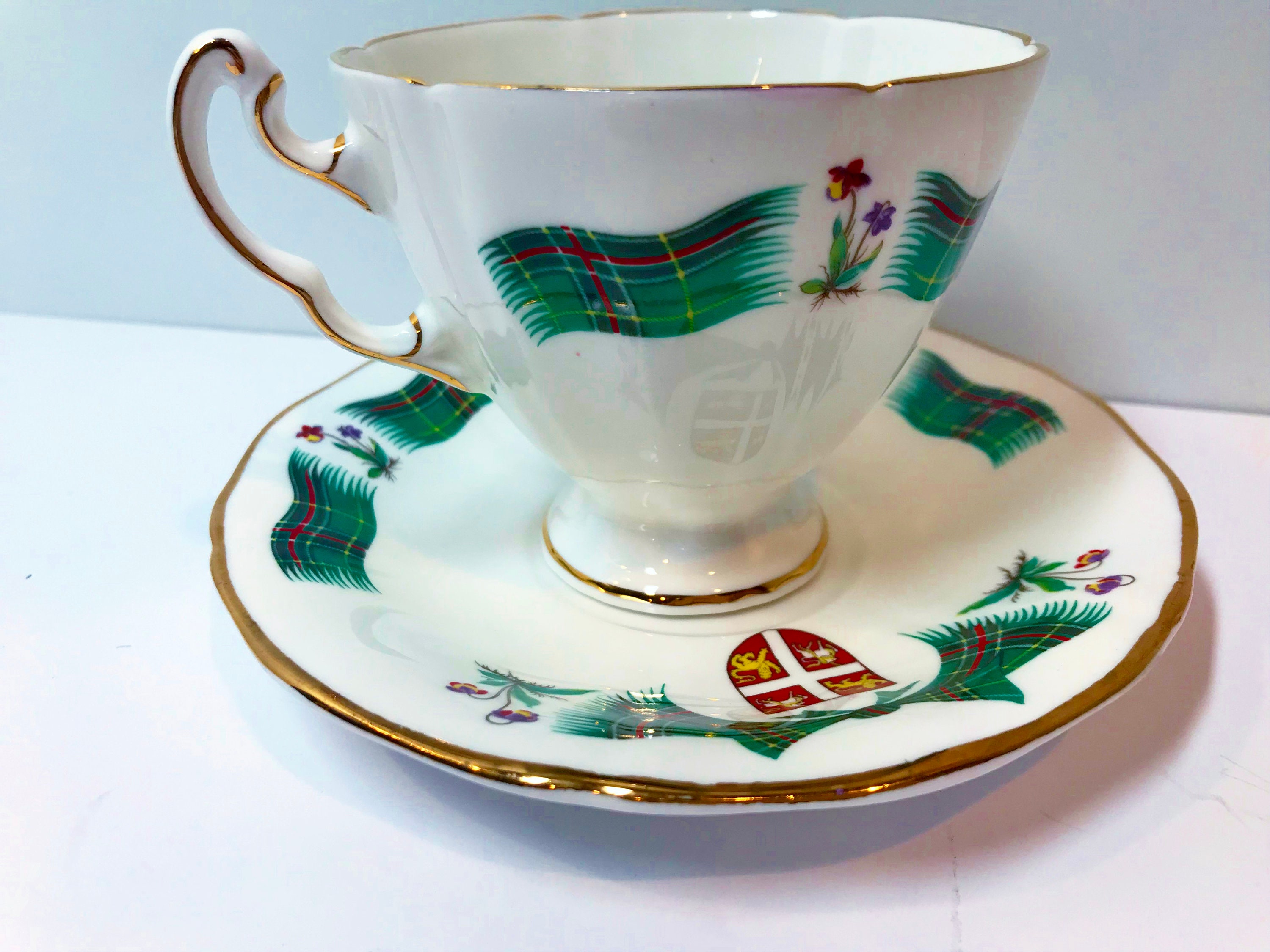 Newfoundland Tea Cup and Saucer, Royal Adderley Tea Cup, English Bone ...