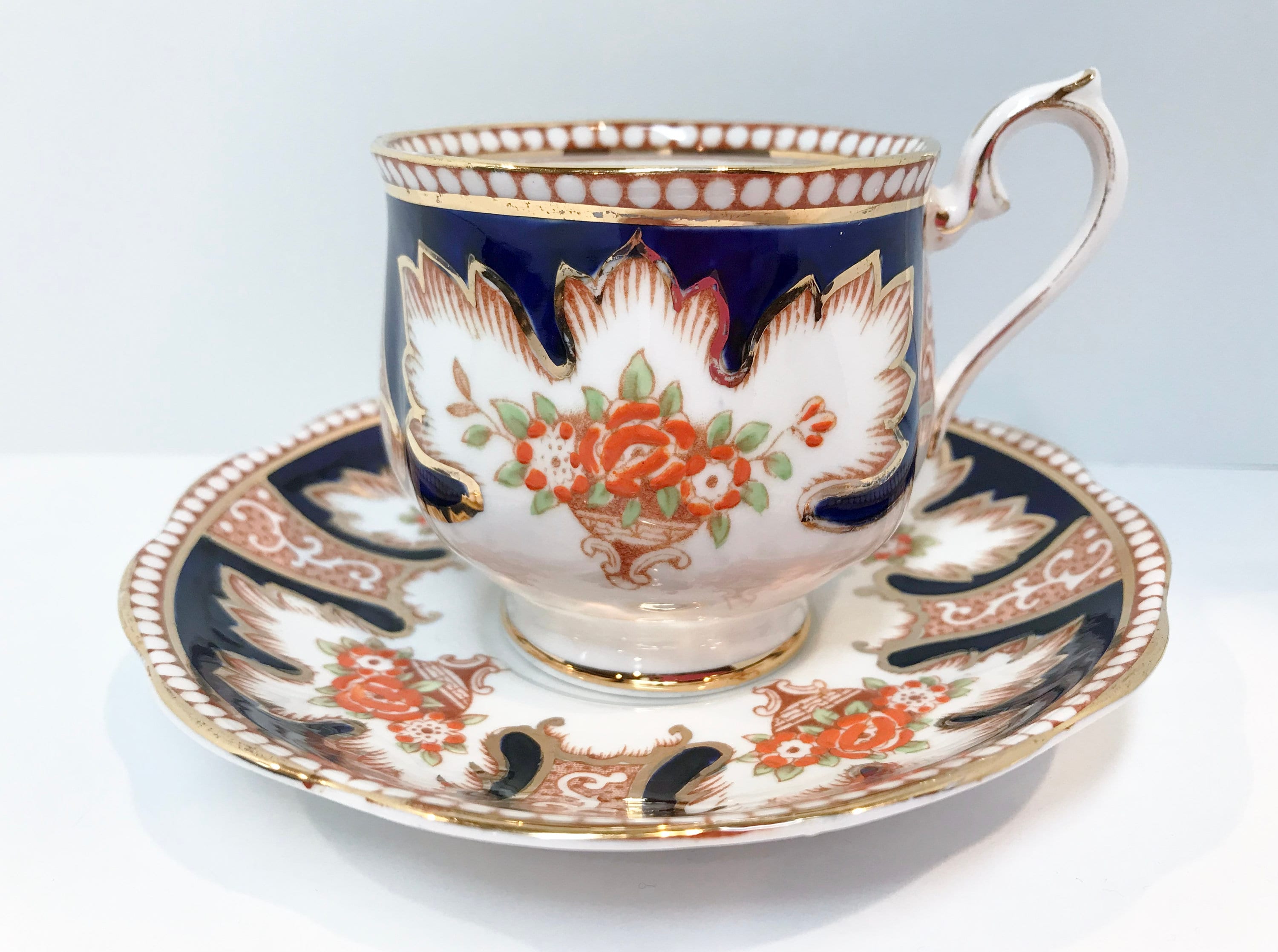 Royalty by Royal Albert Teacup and Saucer, Hampton Shape, Royalty Pattern, Bone China Tea Cup ...