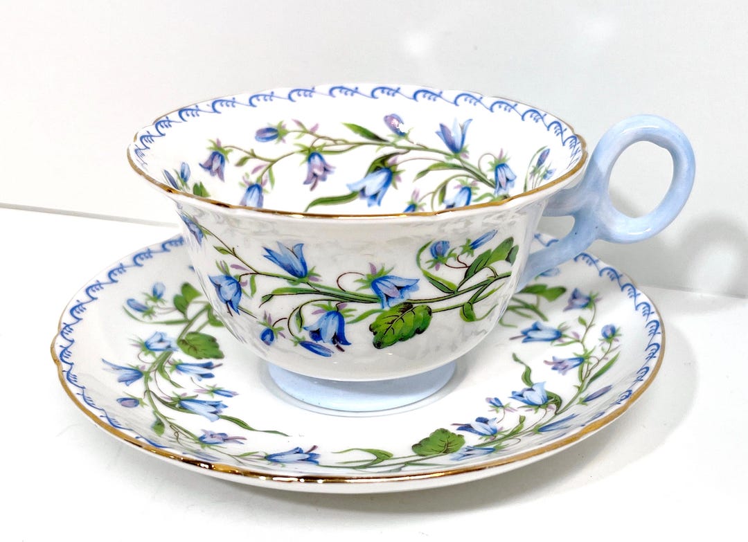 Shelley Harebell Teacup and Saucer: Fine Bone China Floral - Etsy