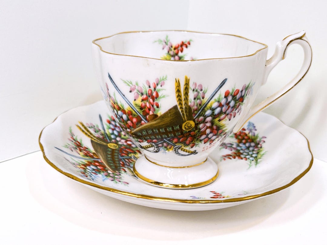 Clan Kerr Teacup and Saucer, Glengarrys Series, Queen Anne Cups ...