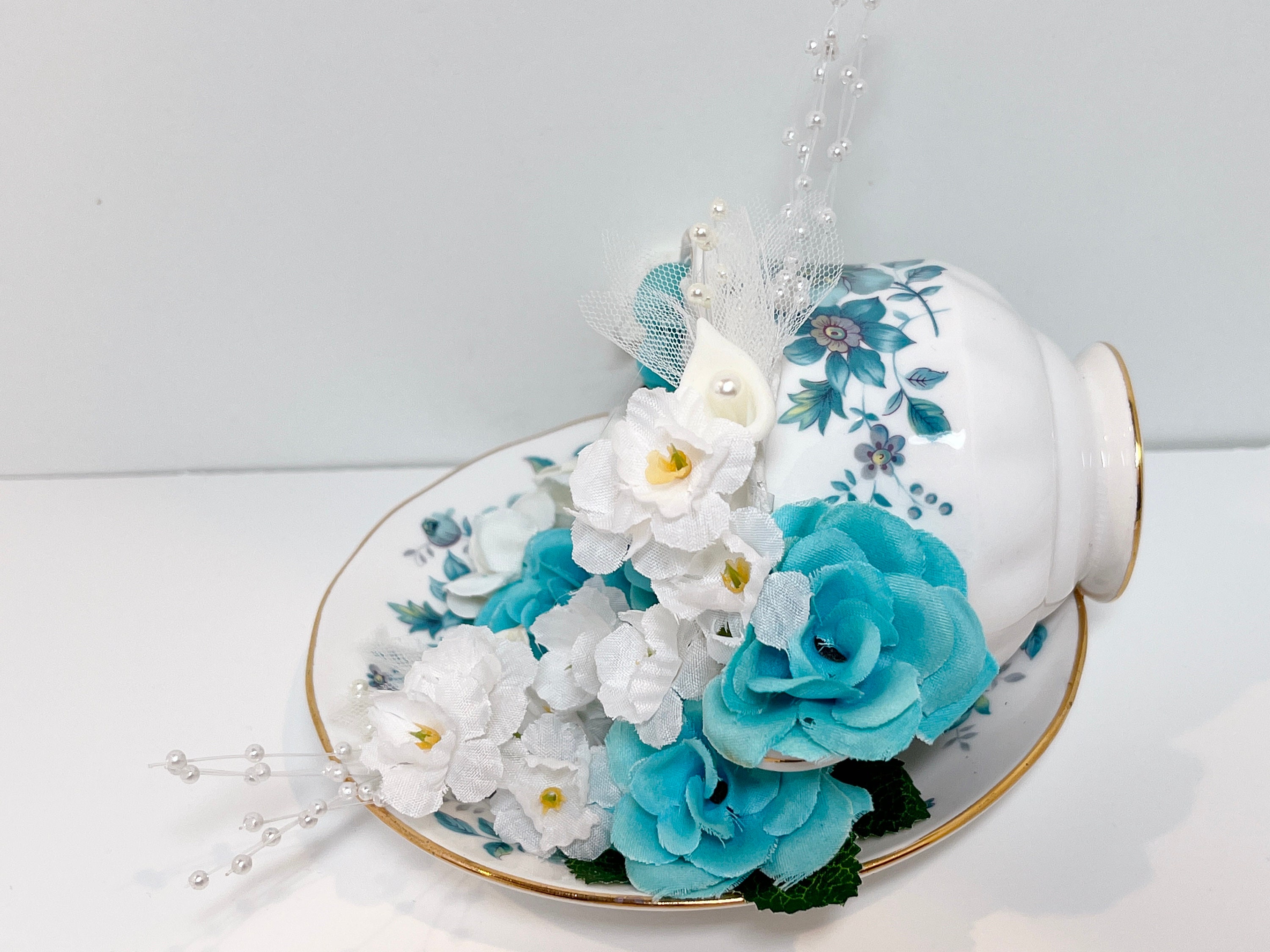 Teacup Centerpiece, Teacup Garden, Aqua Centerpiece, Table Centerpiece ...