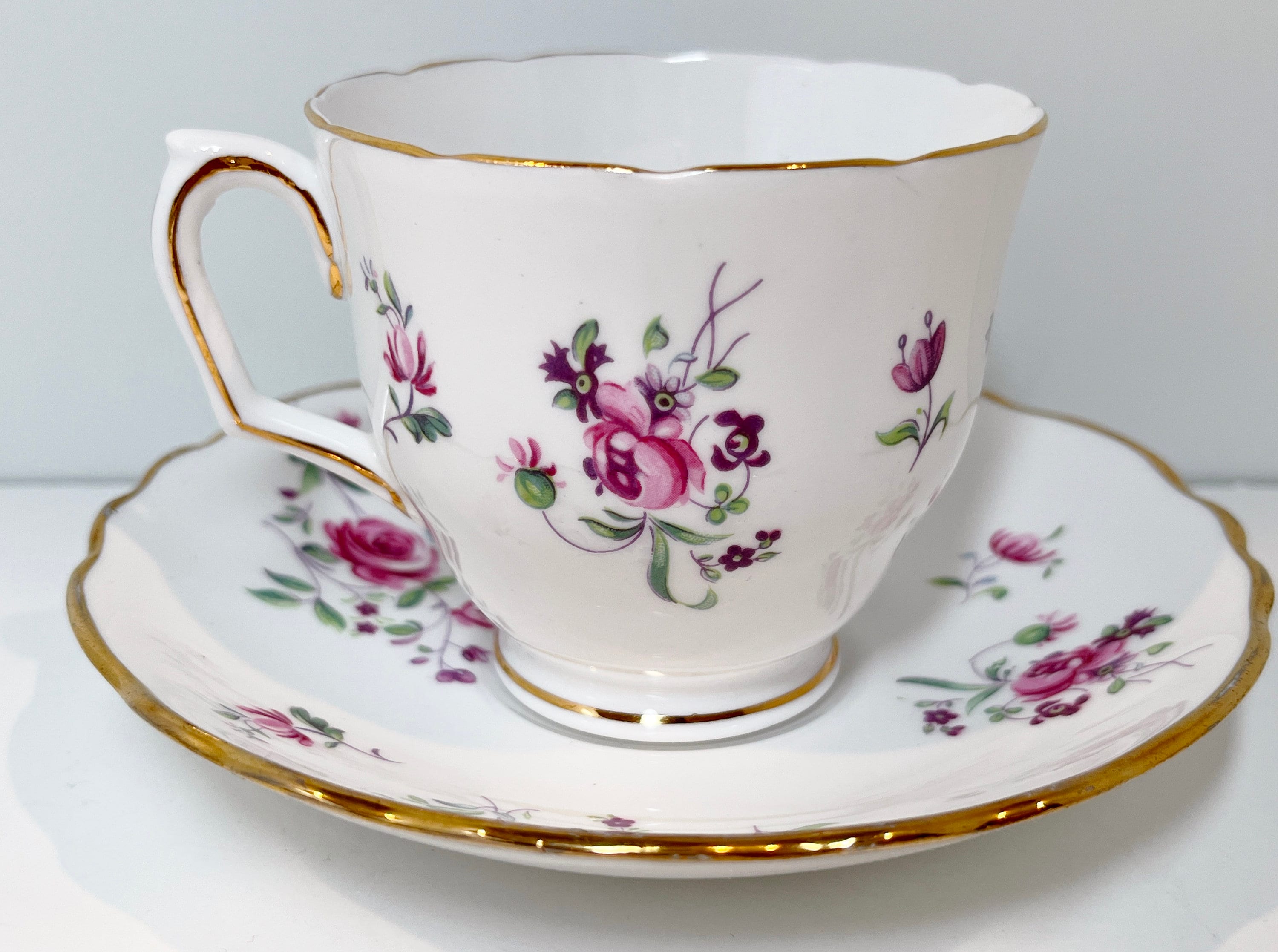 Crown Staffordshire Teacup and Saucer, English Teacup, Floral Teacup ...