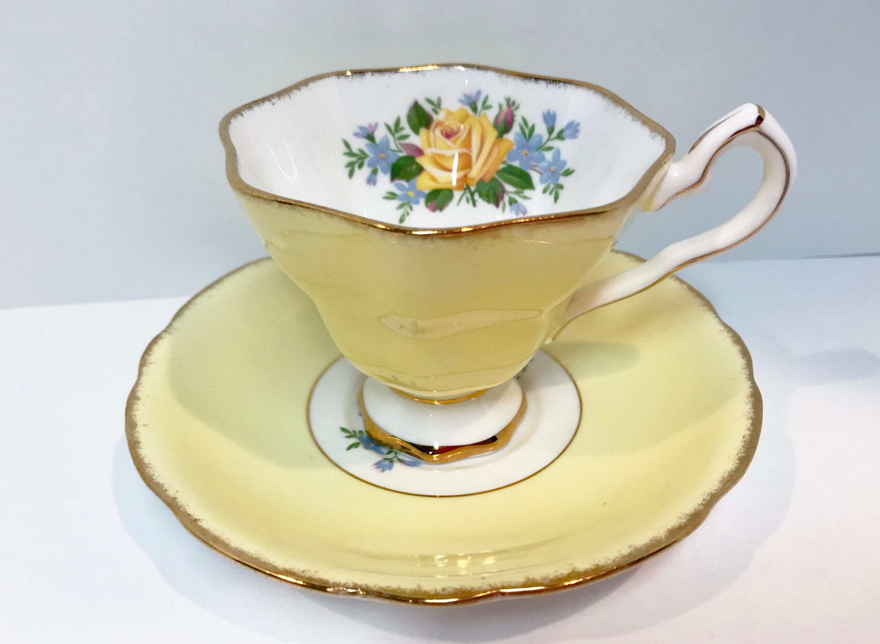 Royal Stafford Teacup and Saucer, Yellow Rose Tea Cups, Antique Tea ...