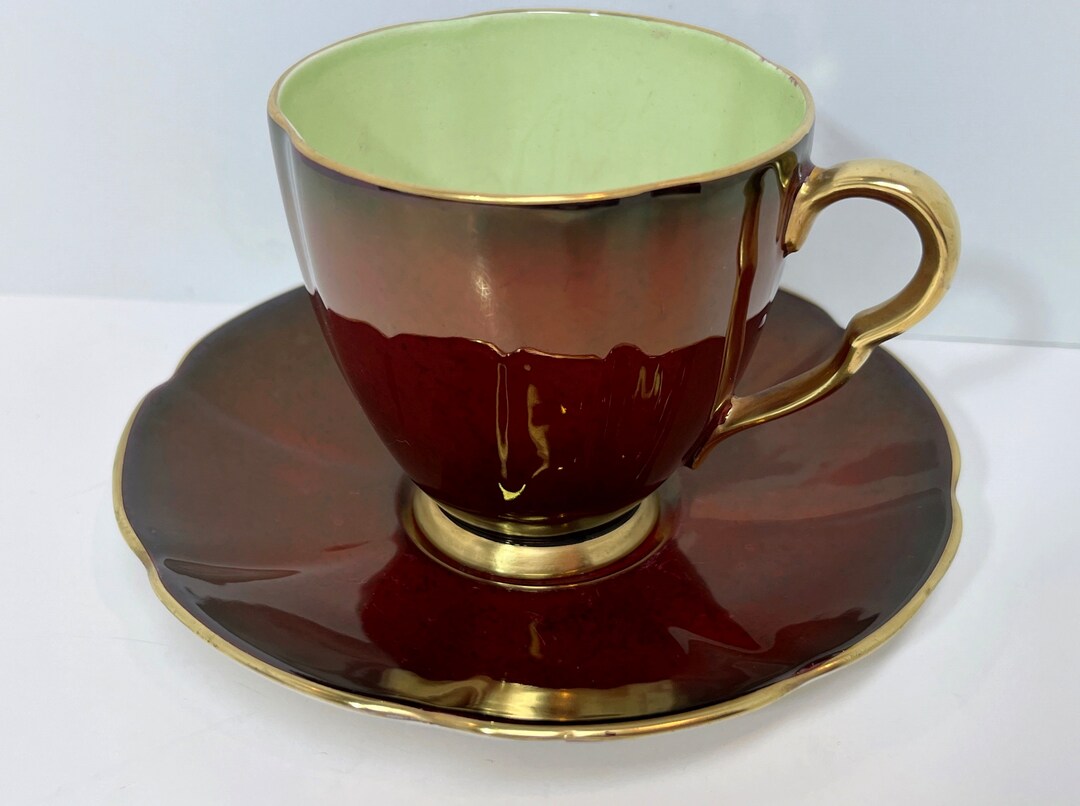 Carlton Ware Teacup and Saucer Full Size Rouge Teacup Rouge Royale ...