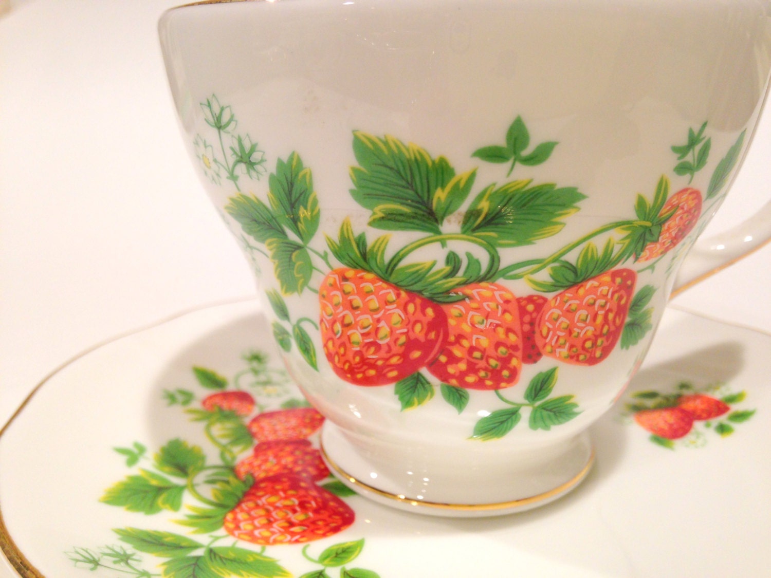 Duchess Tea Cup and Saucer, Strawberry Bone China Cup, English Tea Cups ...