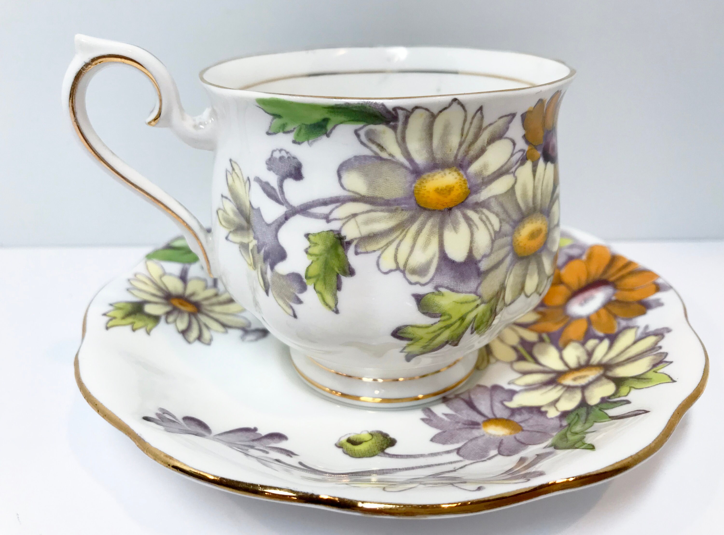 Daisy Tea Cup and Saucer by Royal Albert Bone China, April Birthday Cup ...