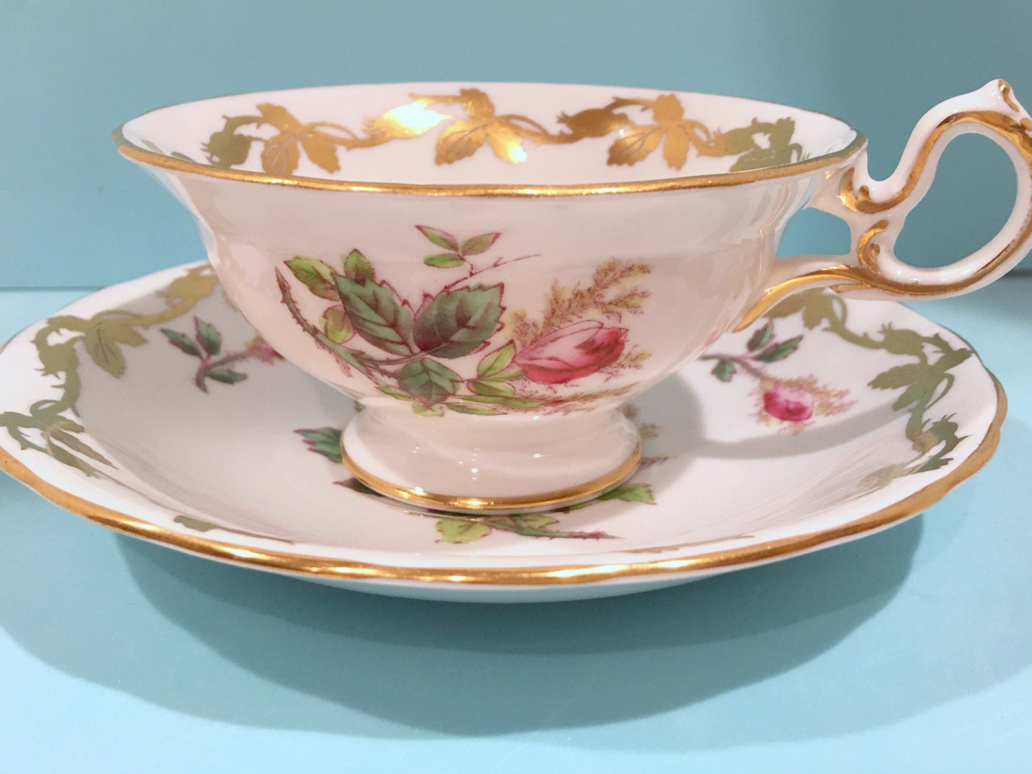 Royal Chelsea Tea Cup and Saucer, Antique Teacups, Hand Painted Tea ...