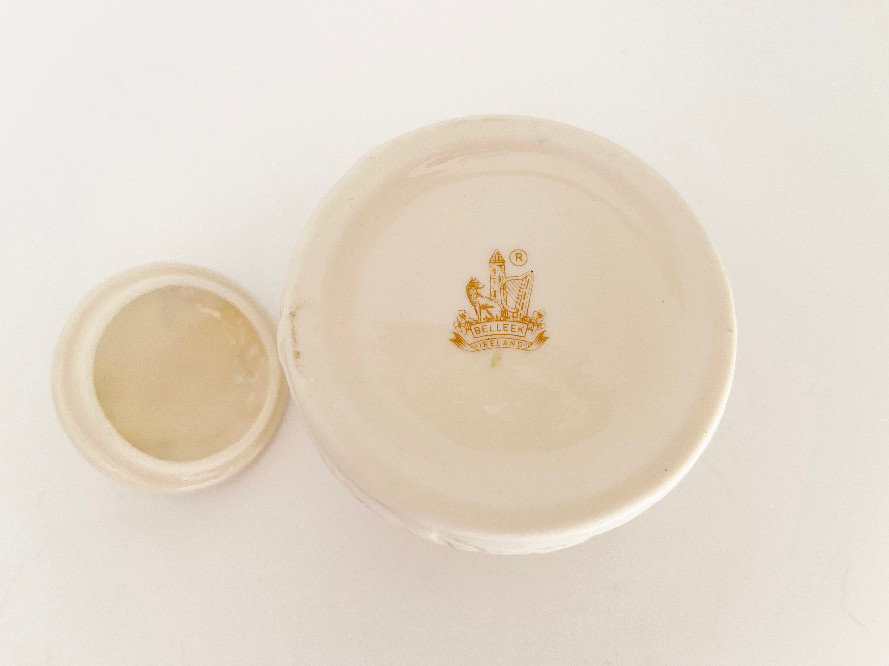 Belleek Jar, Shamrock Jar, Belleek Basketweave, Shamrock Container ...