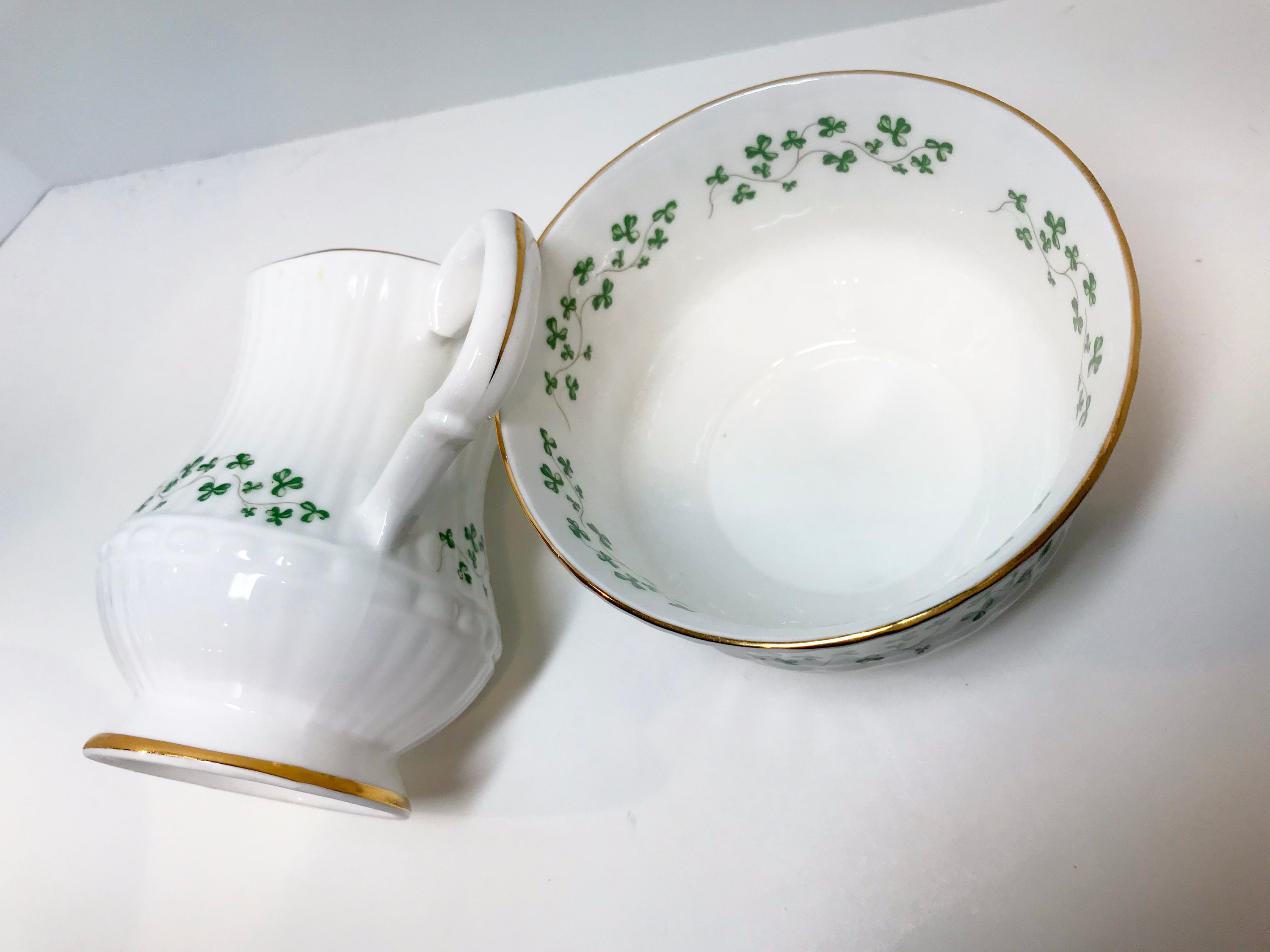 Shamrock Sugar Bowl and Creamer, Royal Tara Creamer and Sugar, Irish ...