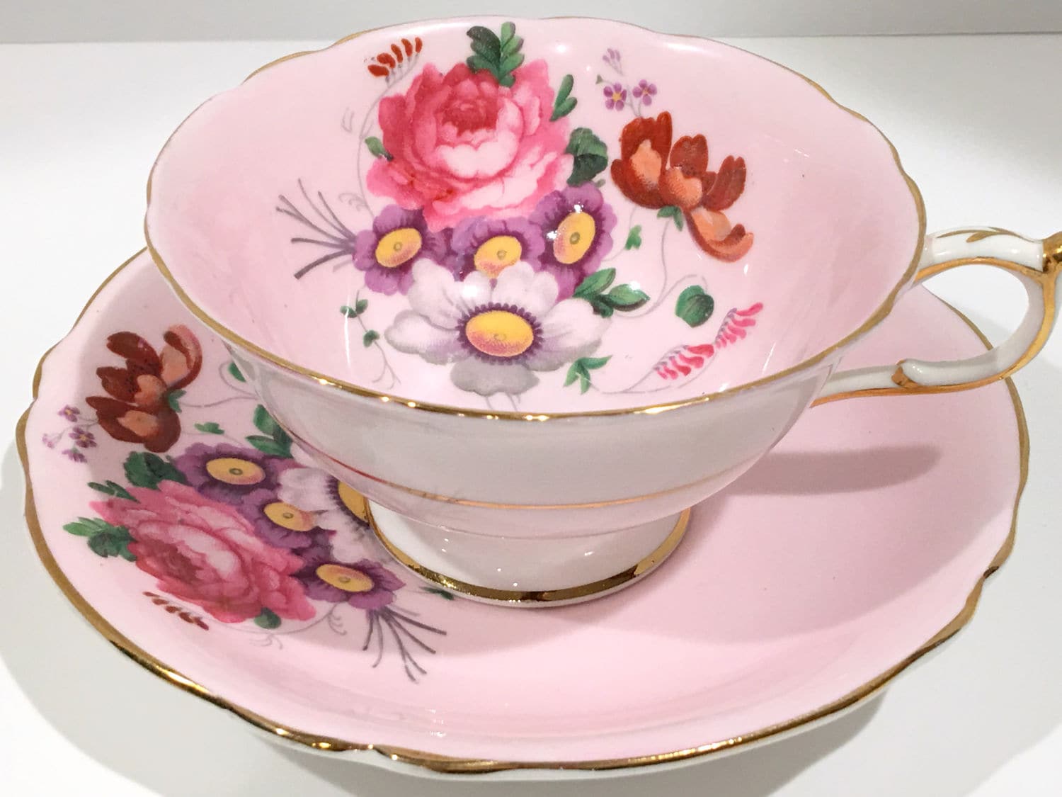Antique Paragon Tea Cup and Saucer, Pink Paragon Cups, Double Warranty ...