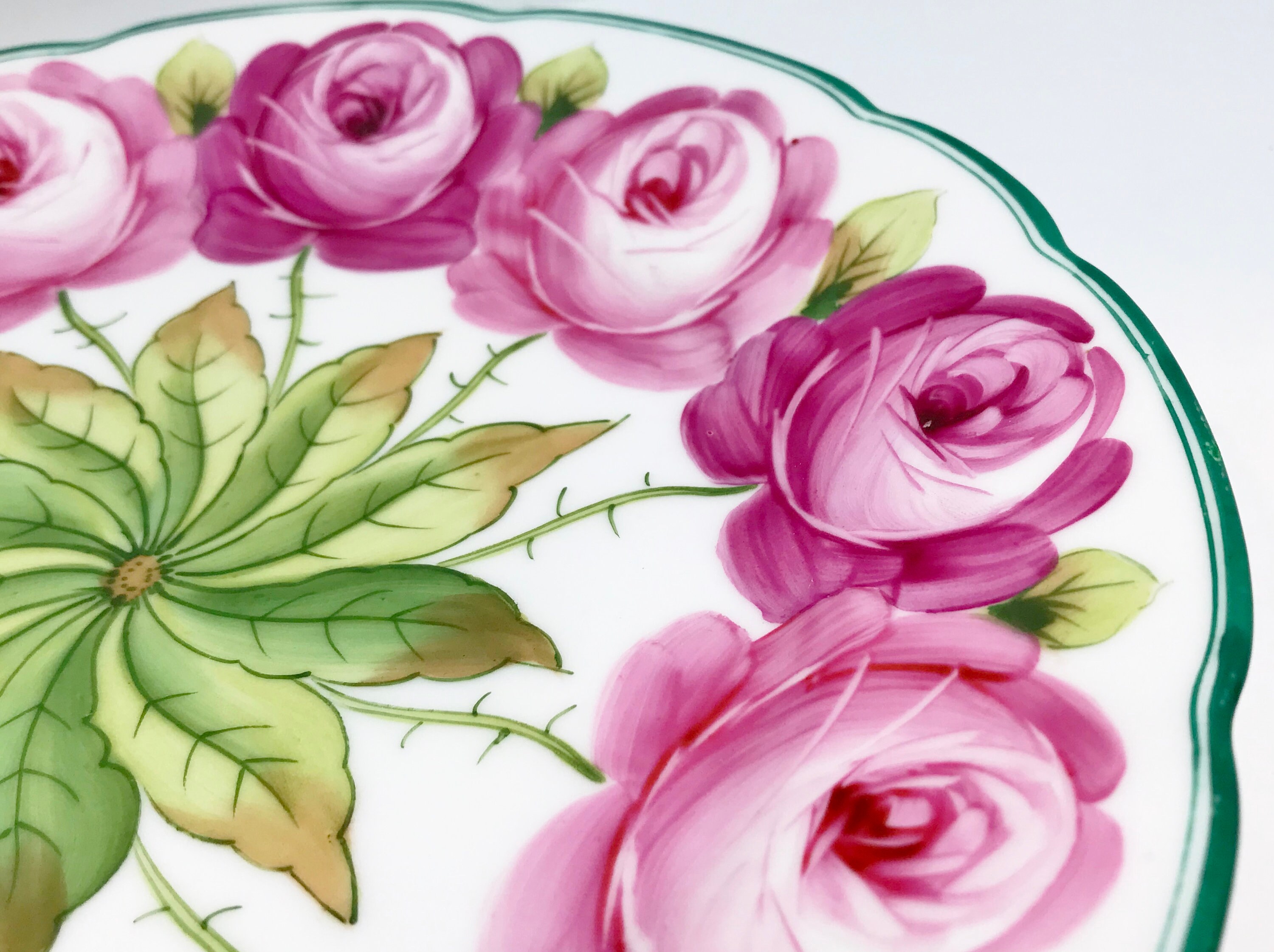 Big Rose Plate by Saxe, Hand Painted Plate, Large Roses Plate, Gorgeous ...