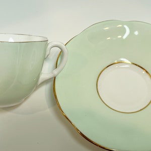 Paneled Clare Tea Cup and Saucer, Antique Tea Cups Vintage, Pale Green ...