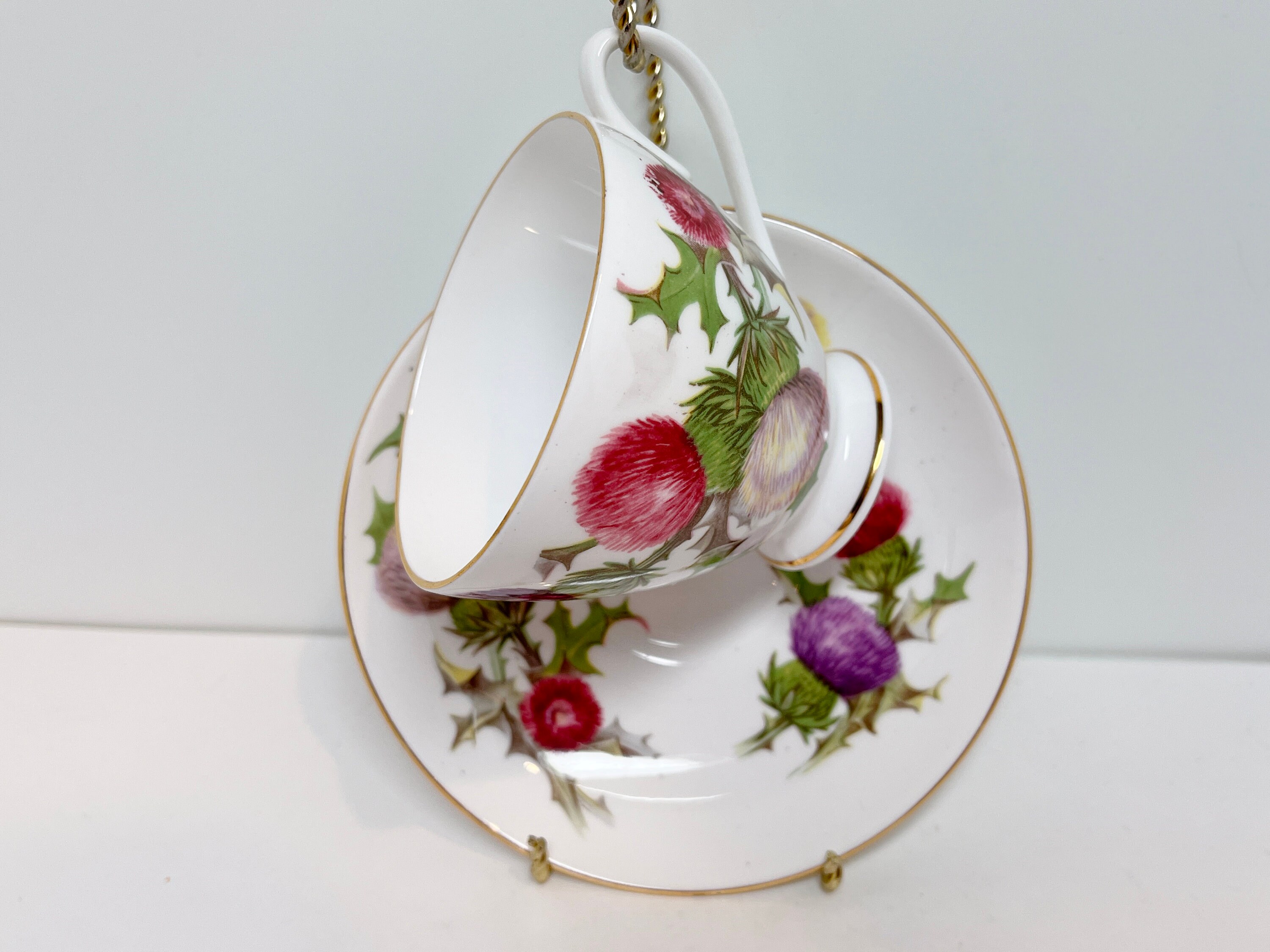 Thistle Tea Cup and Saucer, Crown Teacup, Scottish Teacups, Antique ...