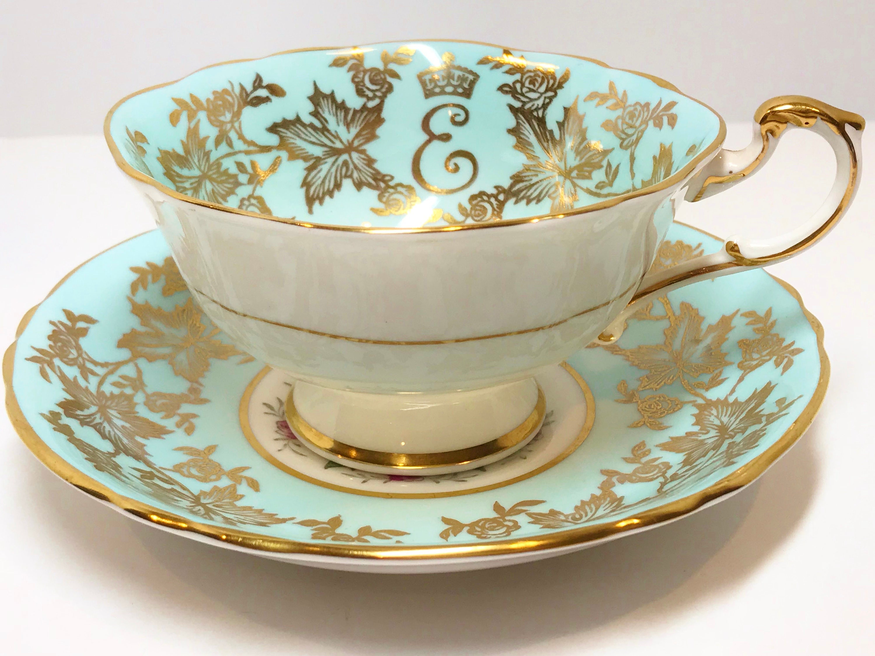Aqua Paragon Tea Cup and Saucer, Coronation Cup, Aqua Cups, Queen ...