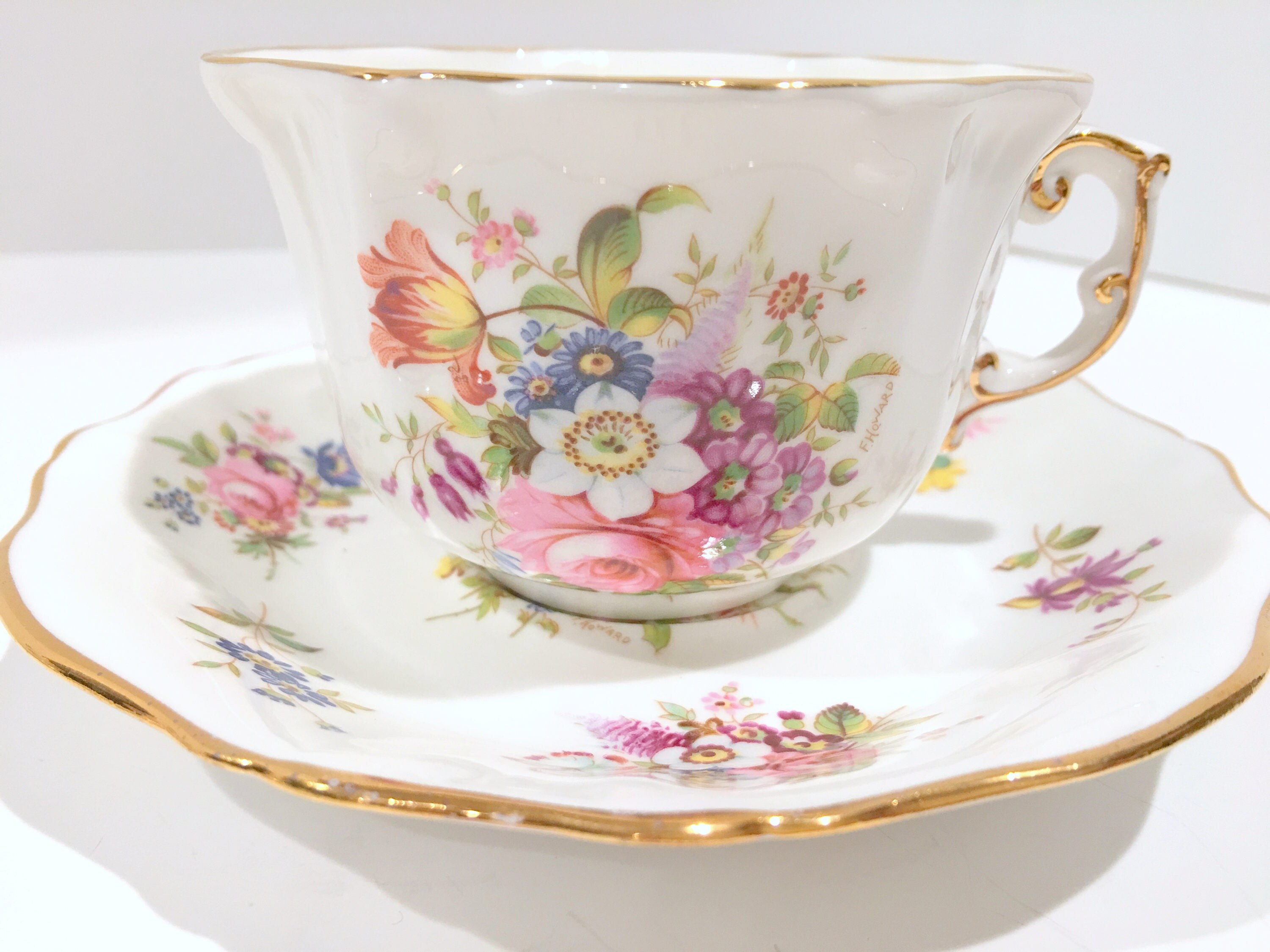 Romantic Hammersley Tea Cup and Saucer, English Teacups, Floral Tea ...