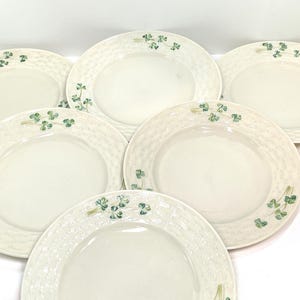 Belleek Plates, Belleek Shamrock Ware, Shamrock Plates, Set of Six ...