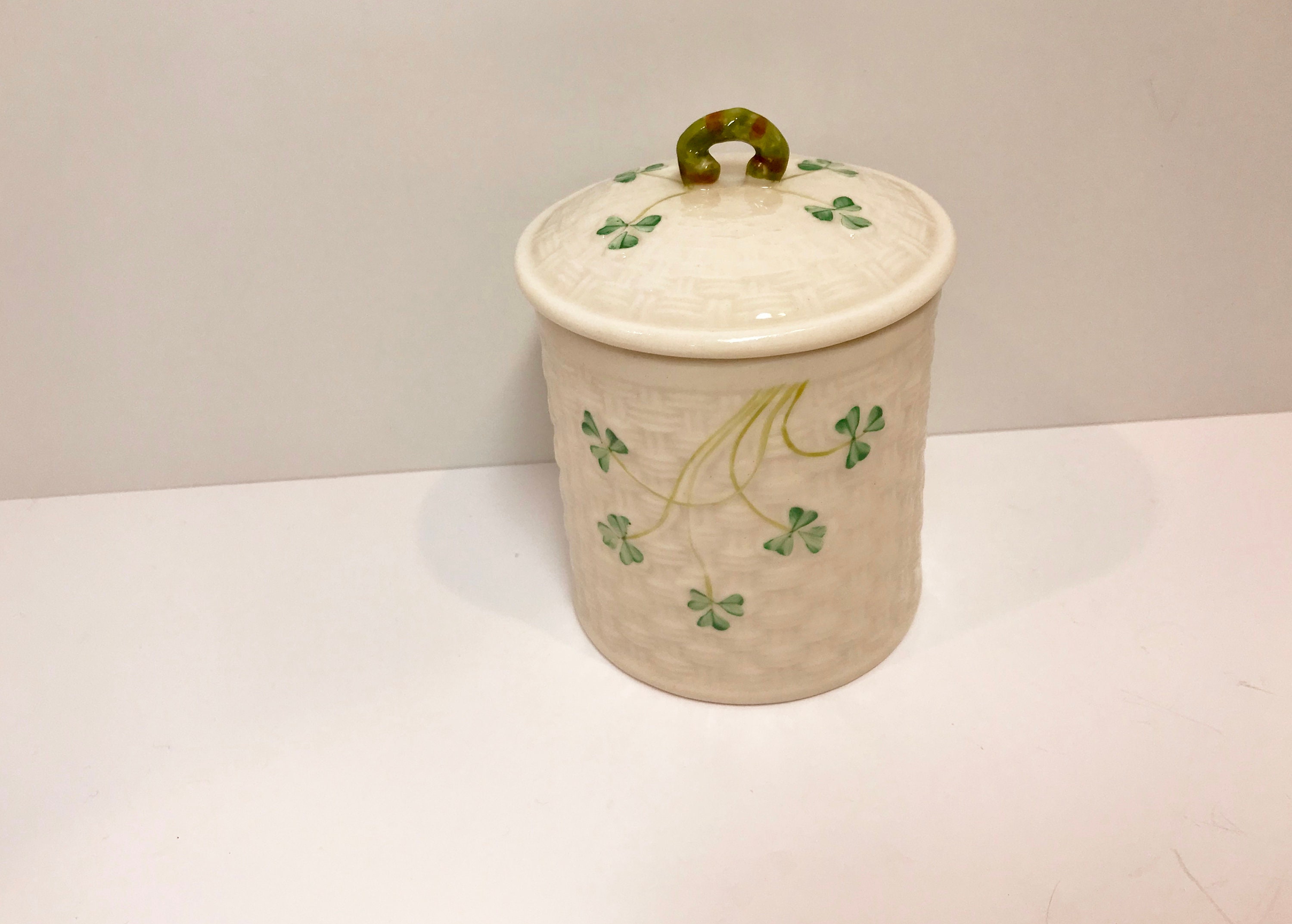 Belleek Marmalade Jar, Shamrock Jar, Shamrock Container, Irish ...