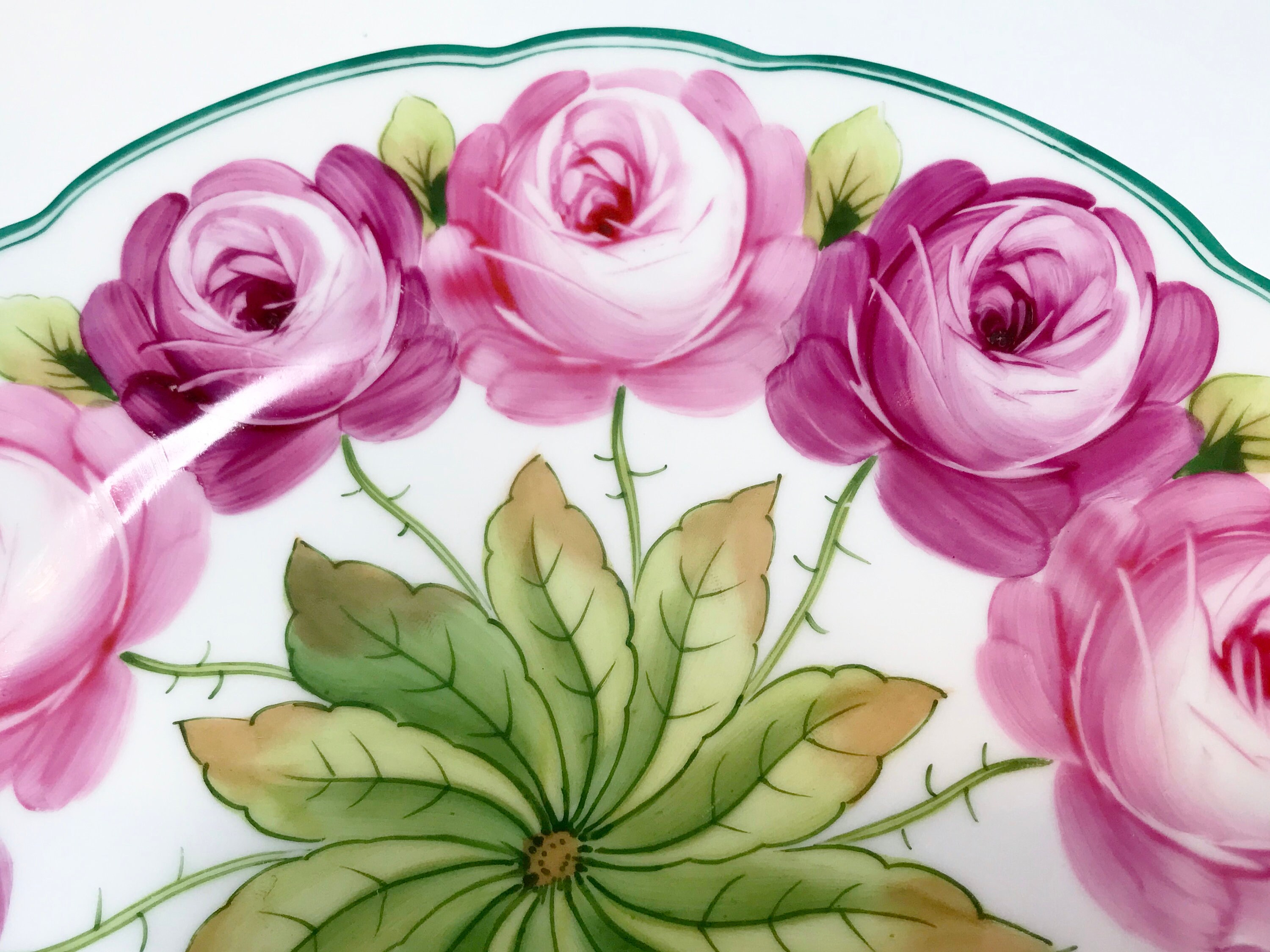 Big Rose Plate by Saxe, Hand Painted Plate, Large Roses Plate, Gorgeous ...