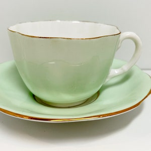 Paneled Clare Tea Cup and Saucer, Antique Tea Cups Vintage, Pale Green ...