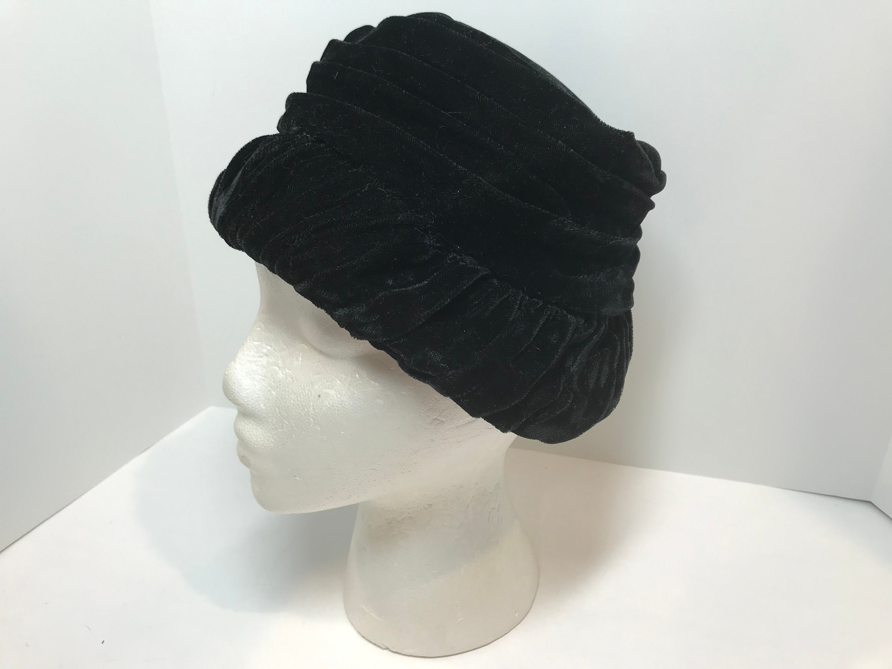 Reserved for J, Black Velvet Hat, Vintage Hat, Velvet Stovepipe Hat