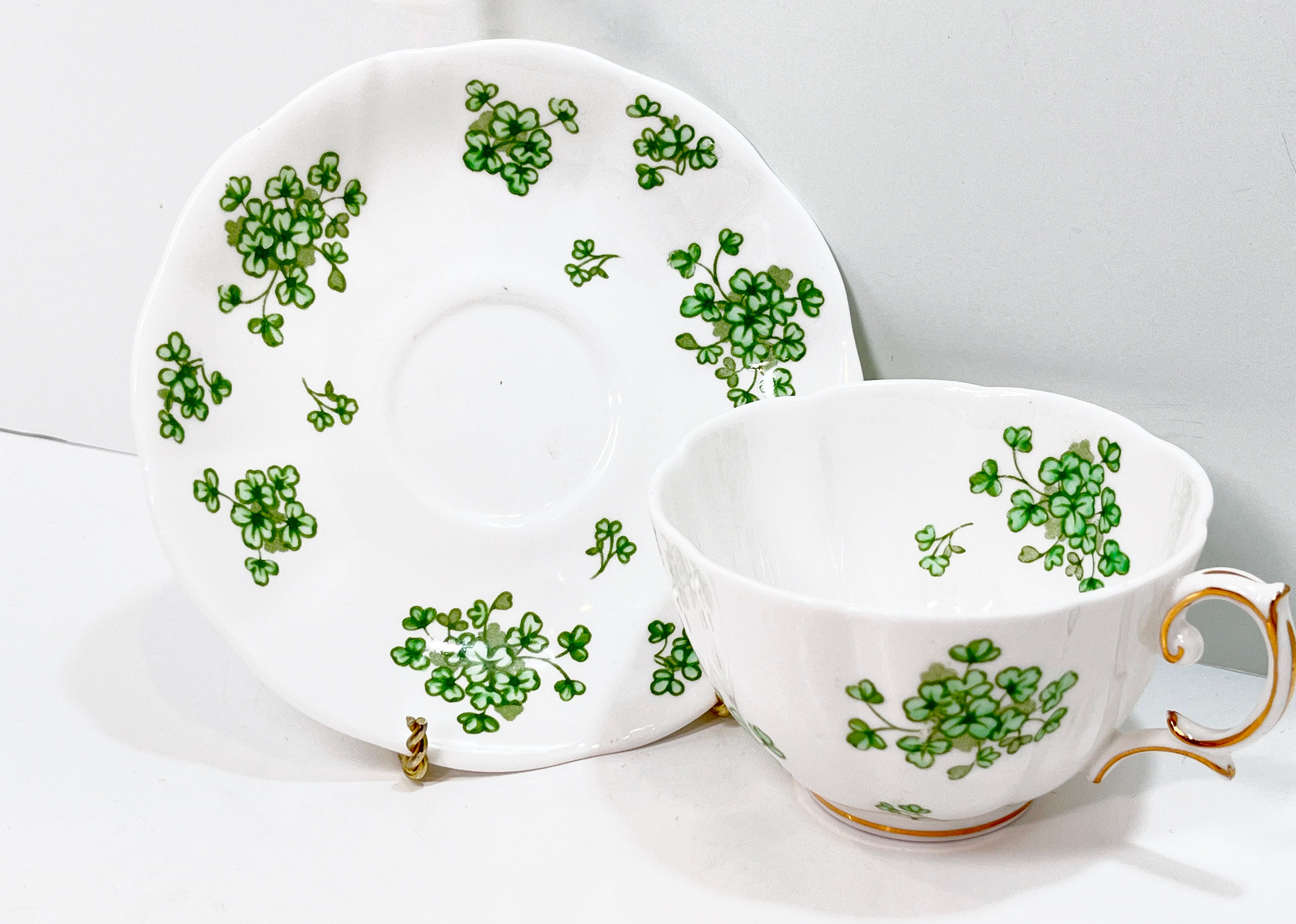 Shamrock Royal Albert Tea Cup and Saucer, Antique Tea Cups, English ...