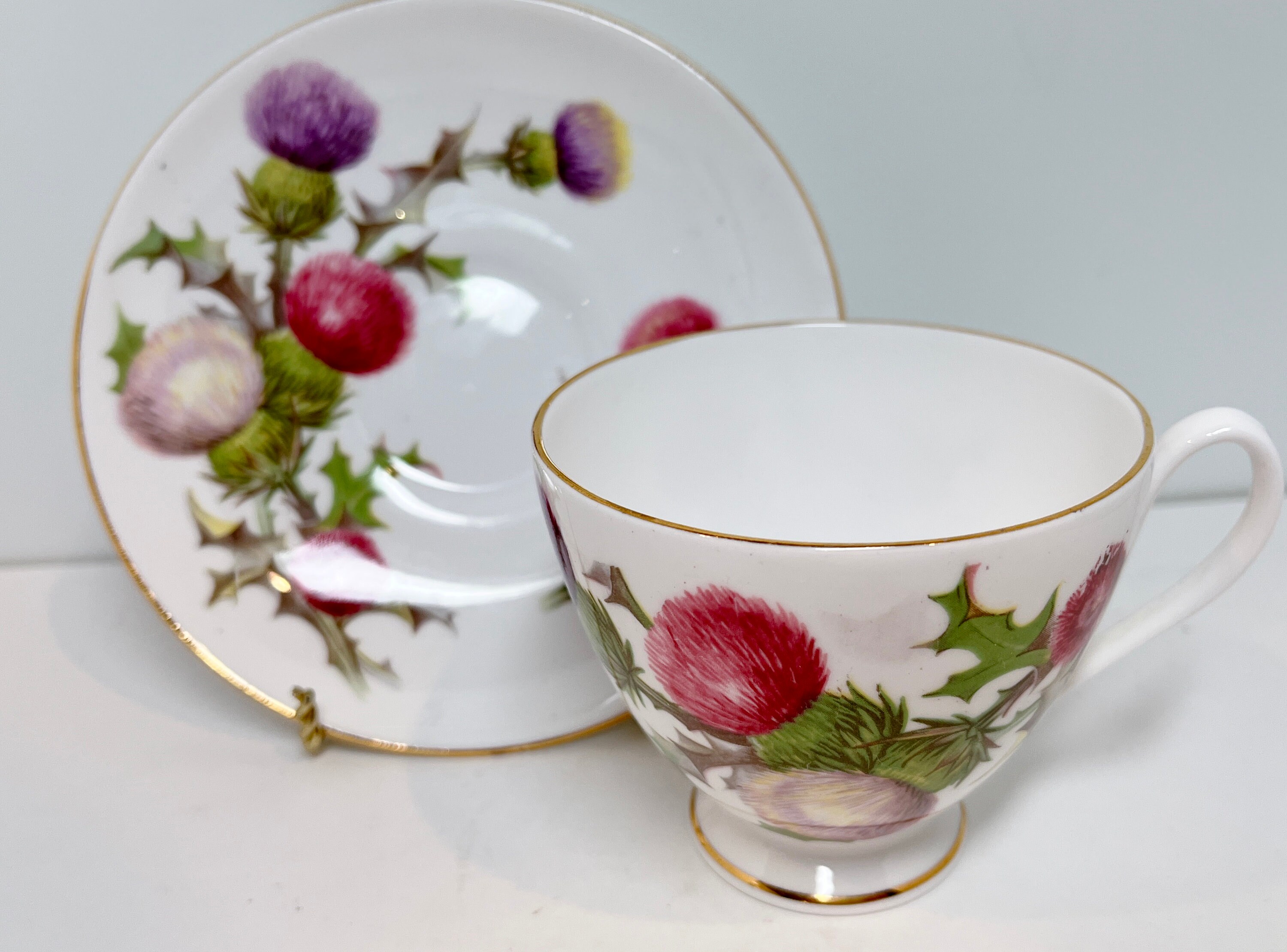 Thistle Tea Cup and Saucer, Crown Teacup, Scottish Teacups, Antique ...