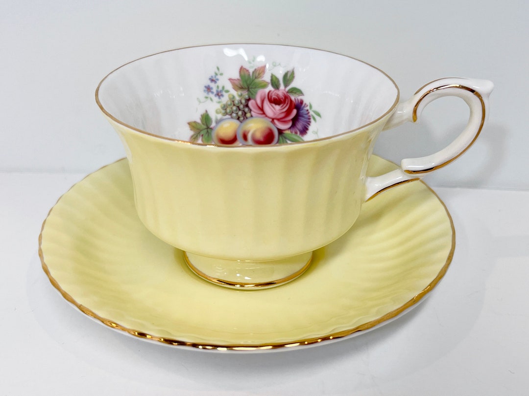 Royal Standard Teacup and Saucer Floral Tea Cup Yellow Teacup Vintage ...