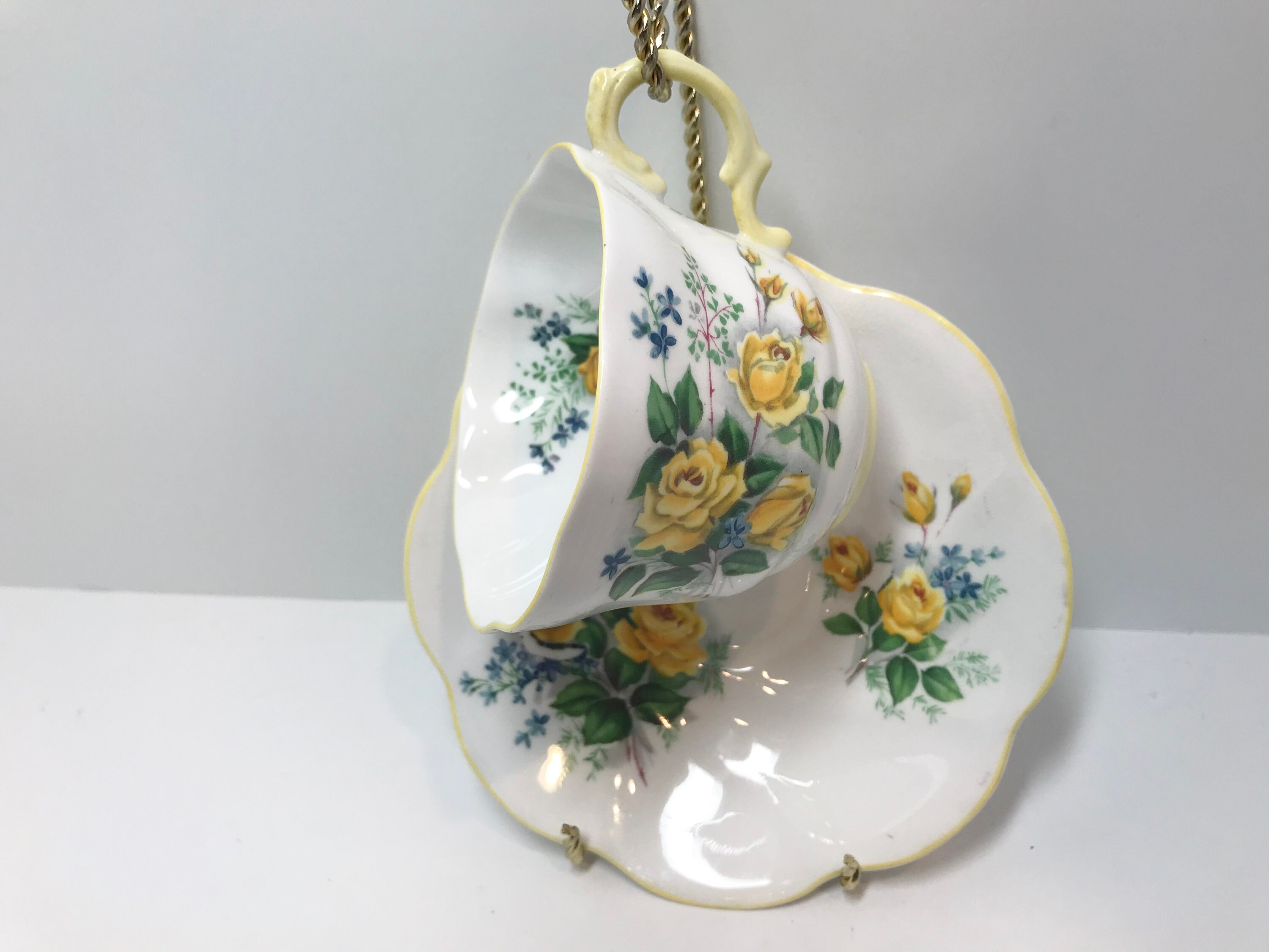 Rosina Tea Cup and Saucer, Yellow Rose Tea Cups Vintage, Antique ...