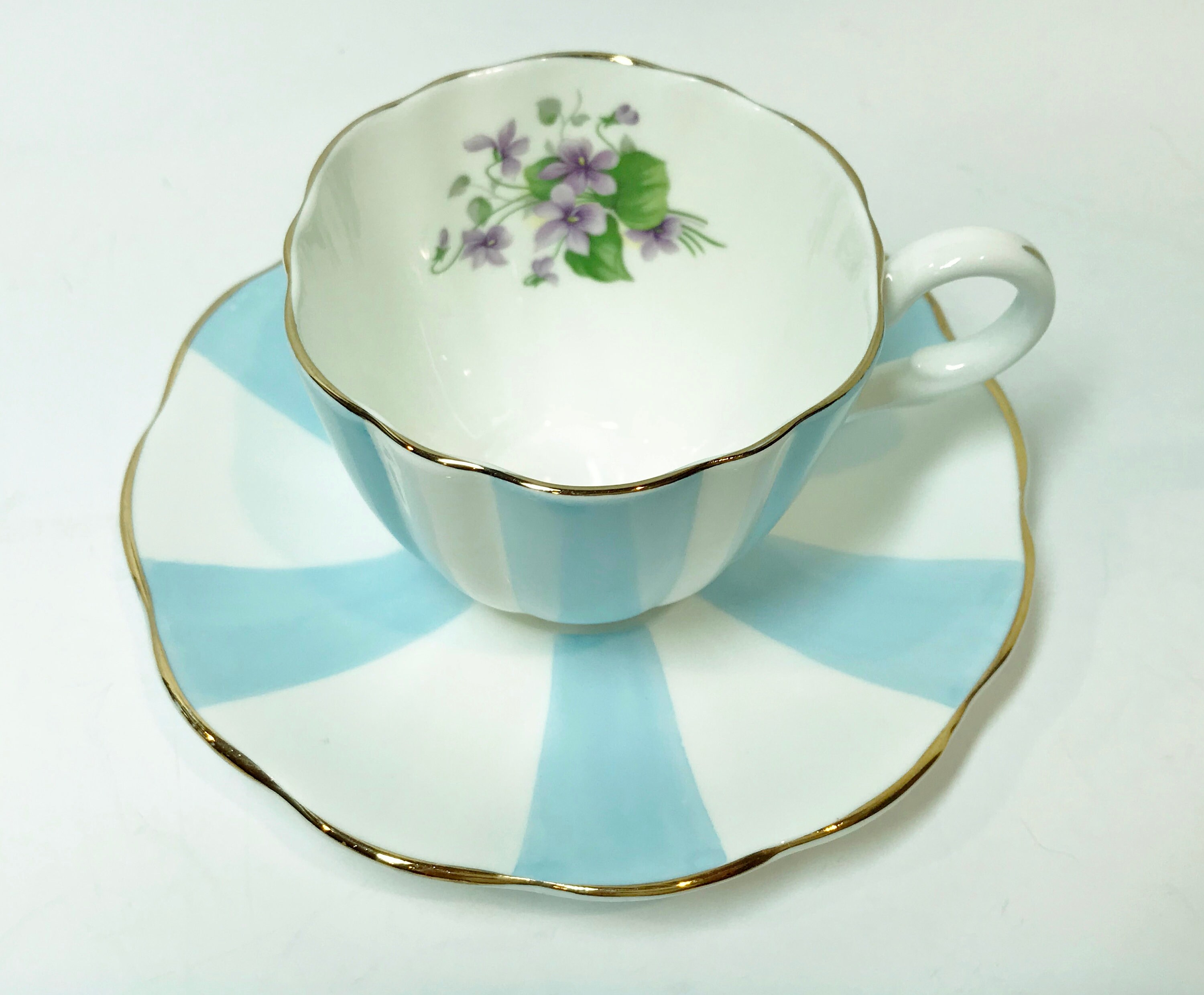 Crown Tea Cup and Saucer, English Bone China Cups, Blue Cups, Antique ...